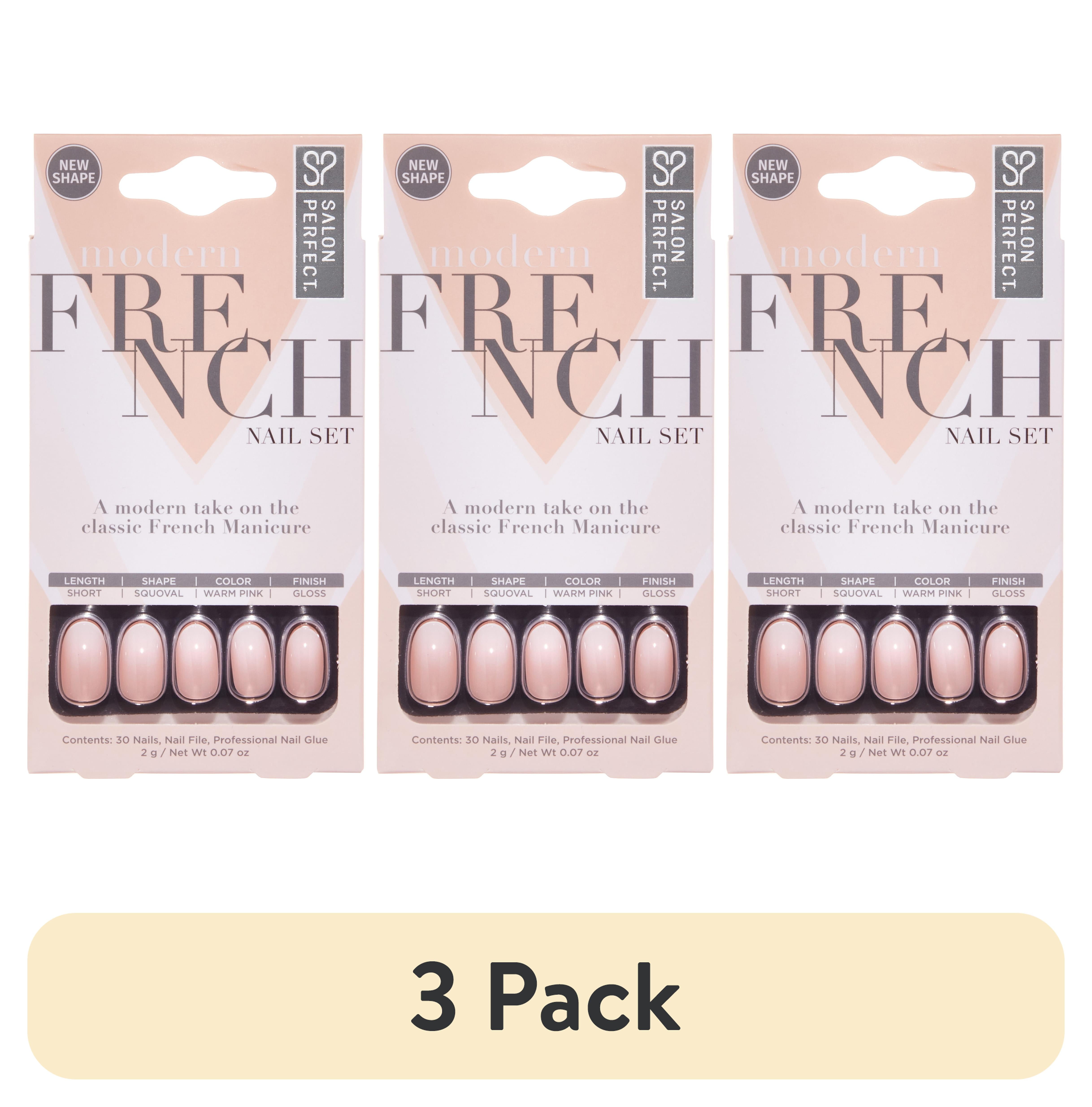(3 pack) Salon Perfect Artificial Fake Press-Ons, 178 Modern French Tip ...