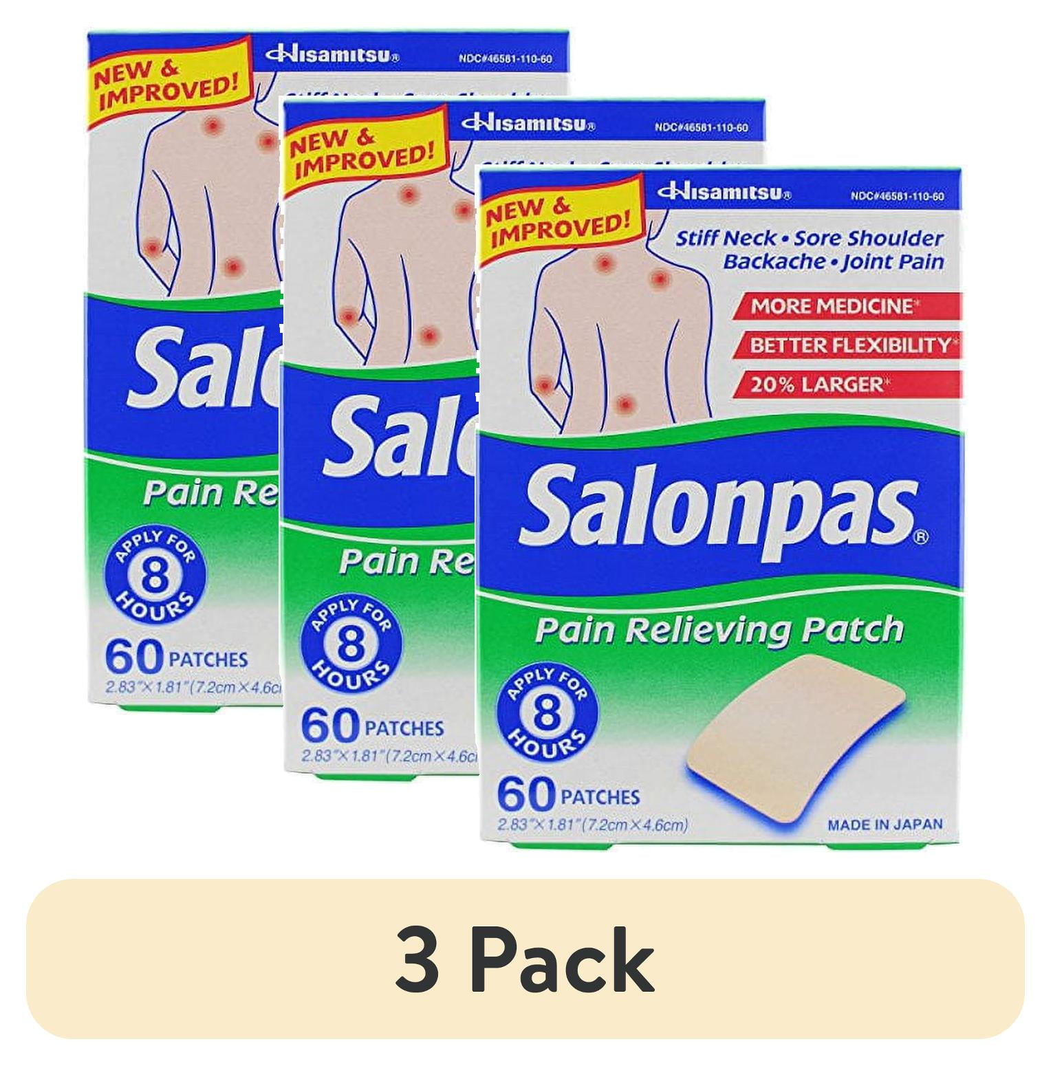 (3 pack) Salonpas Pain Relieving Patch, 8-Hour Pain Relief, 60 Patches ...