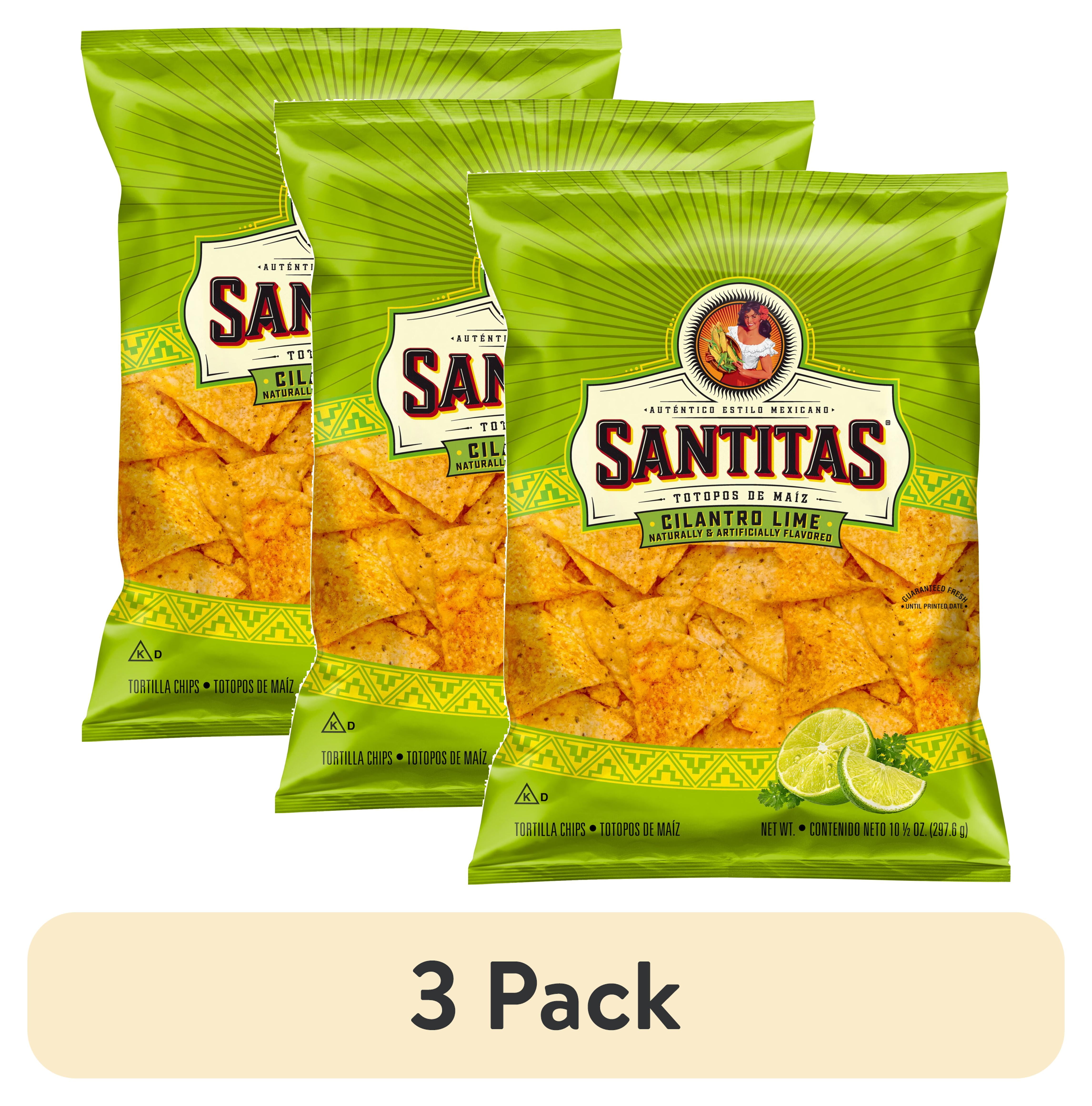 (3 pack) Santitas Tortilla Chips Cilantro Lime Flavored Snack Chips, 10 ...