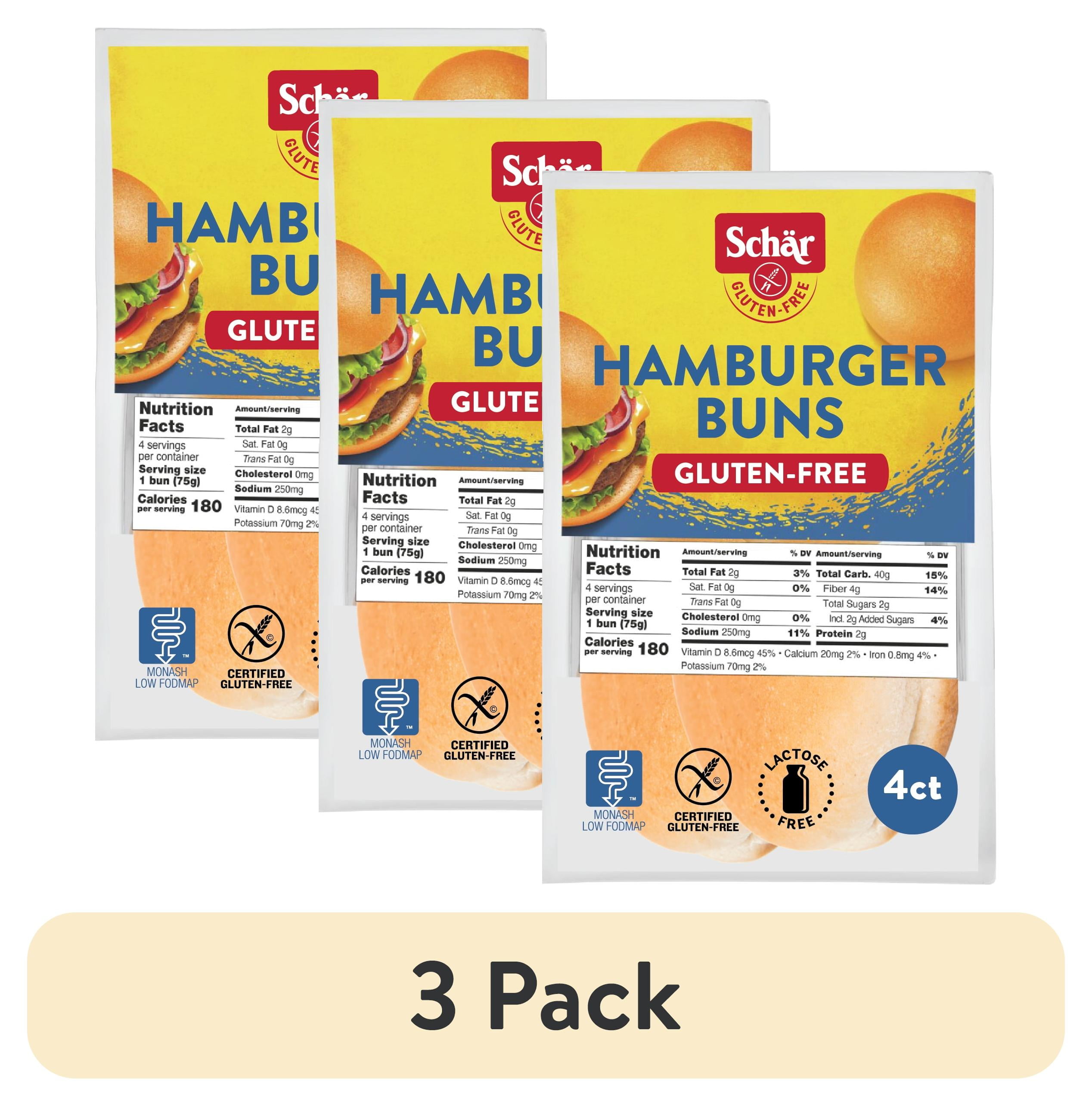 (3 pack) Schar Gluten Free Hamburger Buns, Shelf-Stable, 10.6 oz (4 ...
