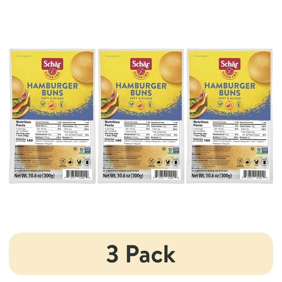 (3 pack) Schar Gluten Free Hamburger Buns, 10.6 oz, 4 Count - Walmart.com