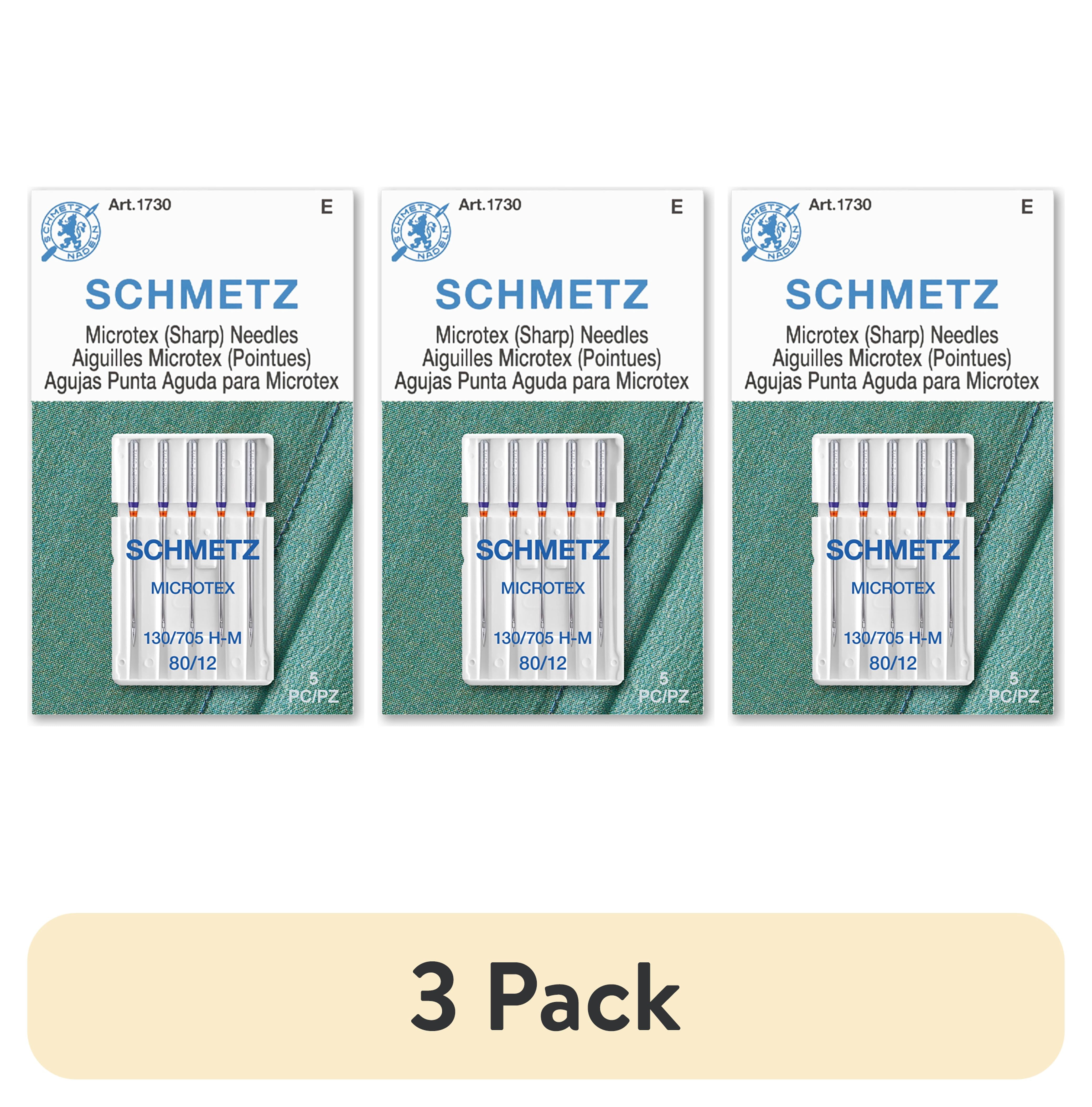 (3 pack) Schmetz Microtex Sewing Machine Needles - Size 80/12, 5 Count ...