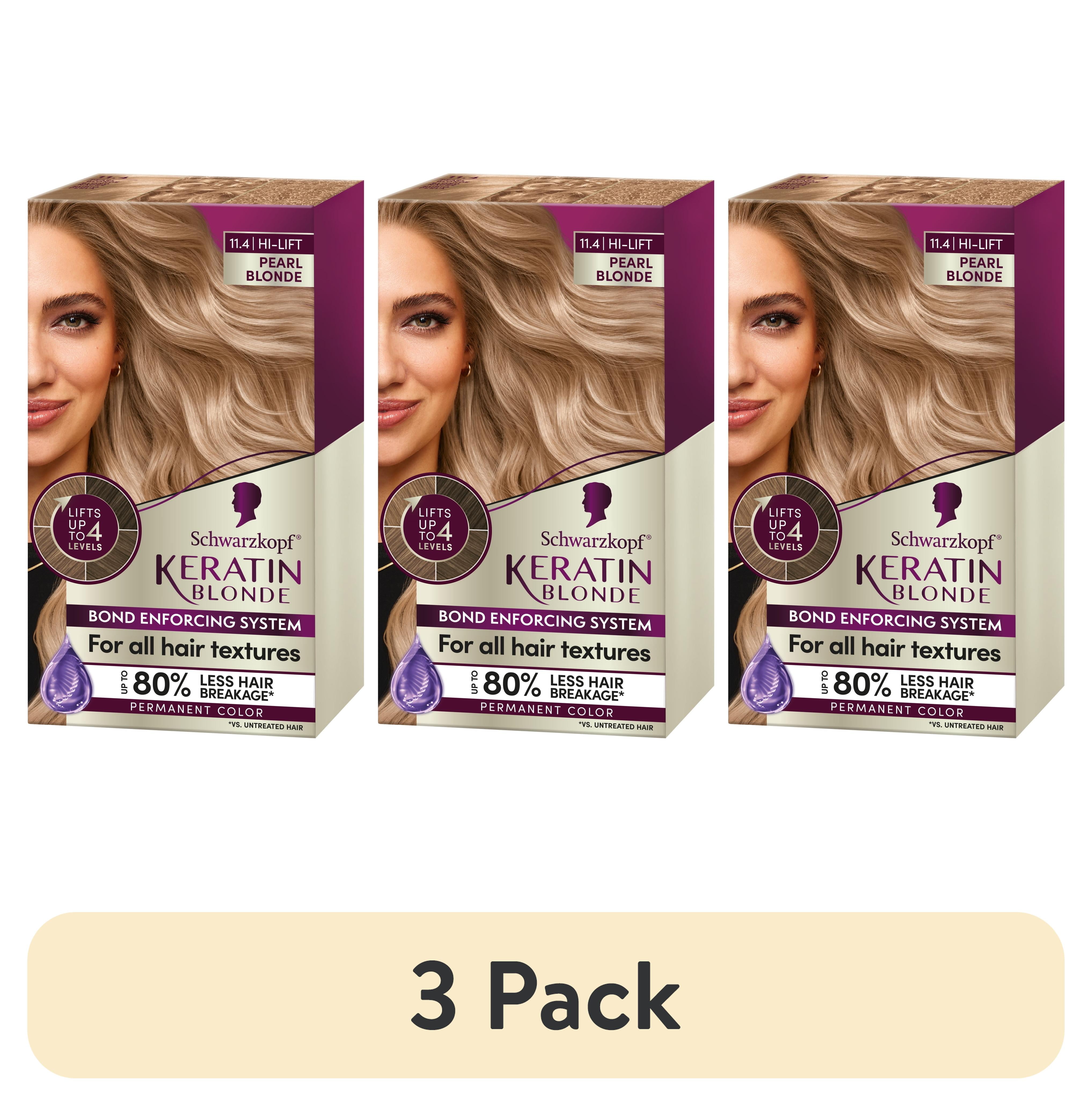 (3 pack) Schwarzkopf Keratin Blonde Hair Dye Pearl Blonde 11.4, Hi-Lift ...