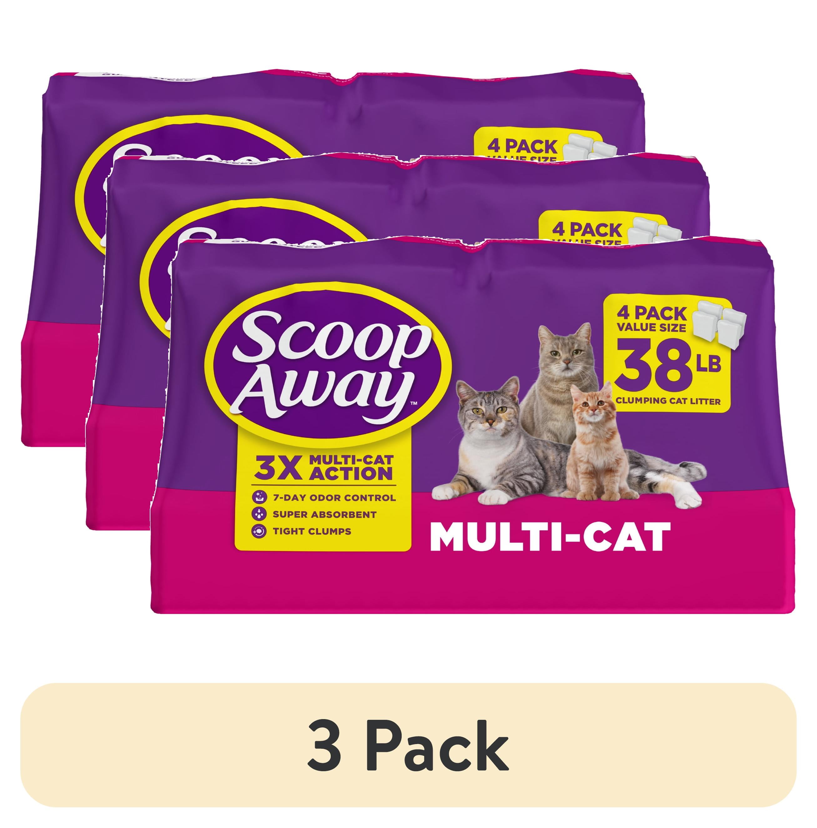 (3 pack) Scoop Away Multi Cat Litter With Meadow Fresh Scent, 38 lb ...
