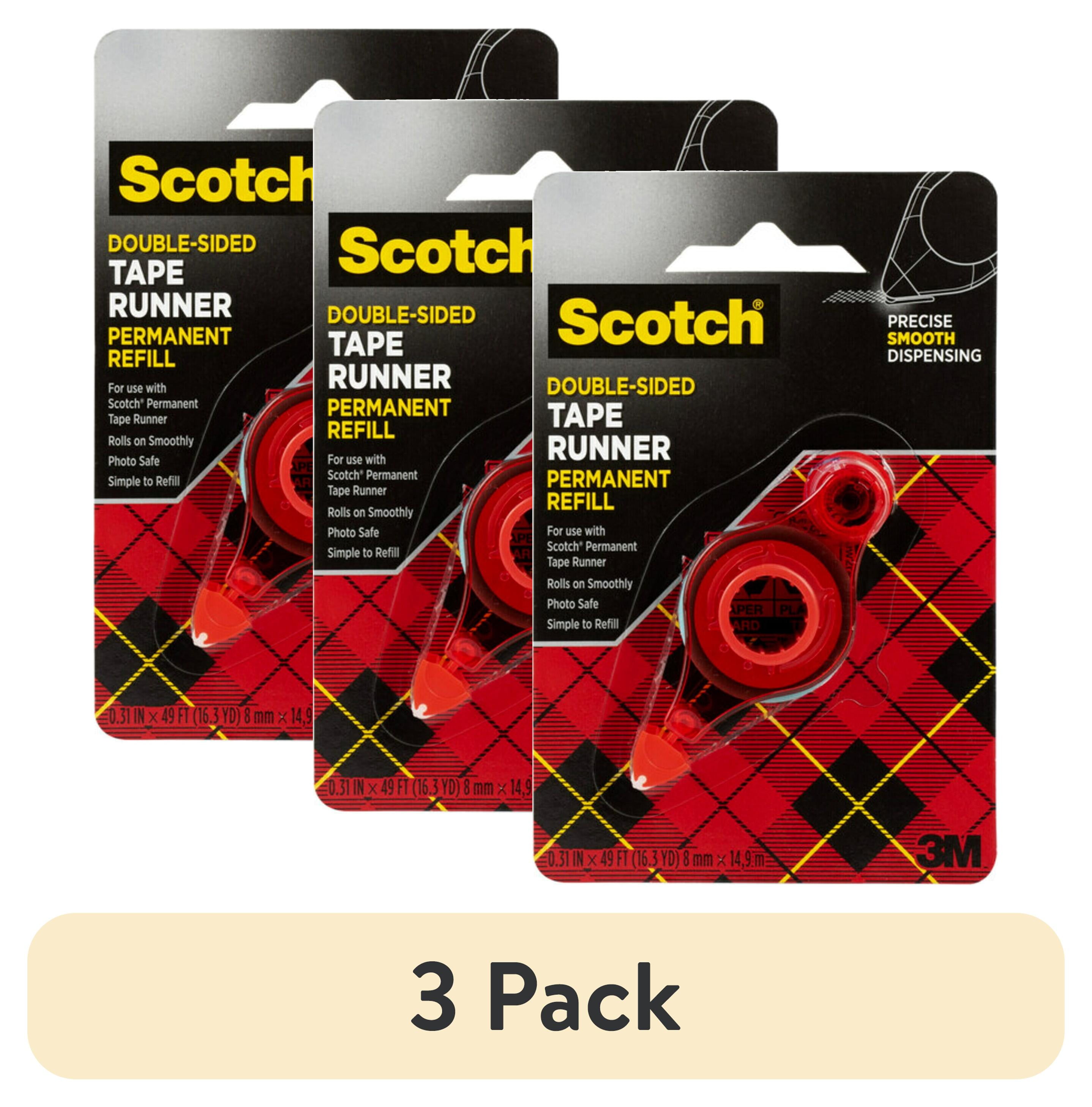 (3 pack) Scotch® Adhesive Dot Roller Refill, 1/3 in x 49 ft - Walmart.com