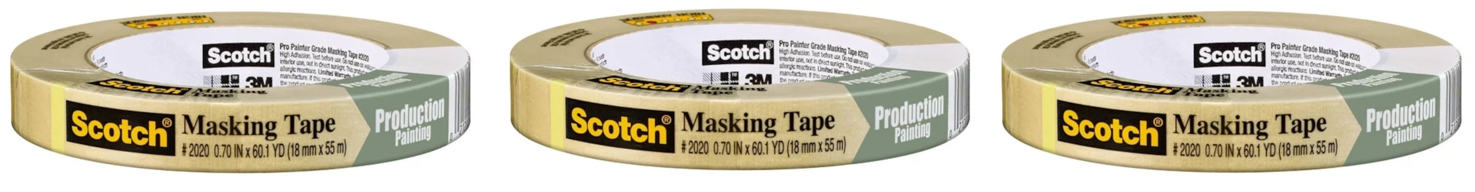 3-pack - Scotch Contractor Grade Masking Tape .70 inch x 60.1 yd each ...
