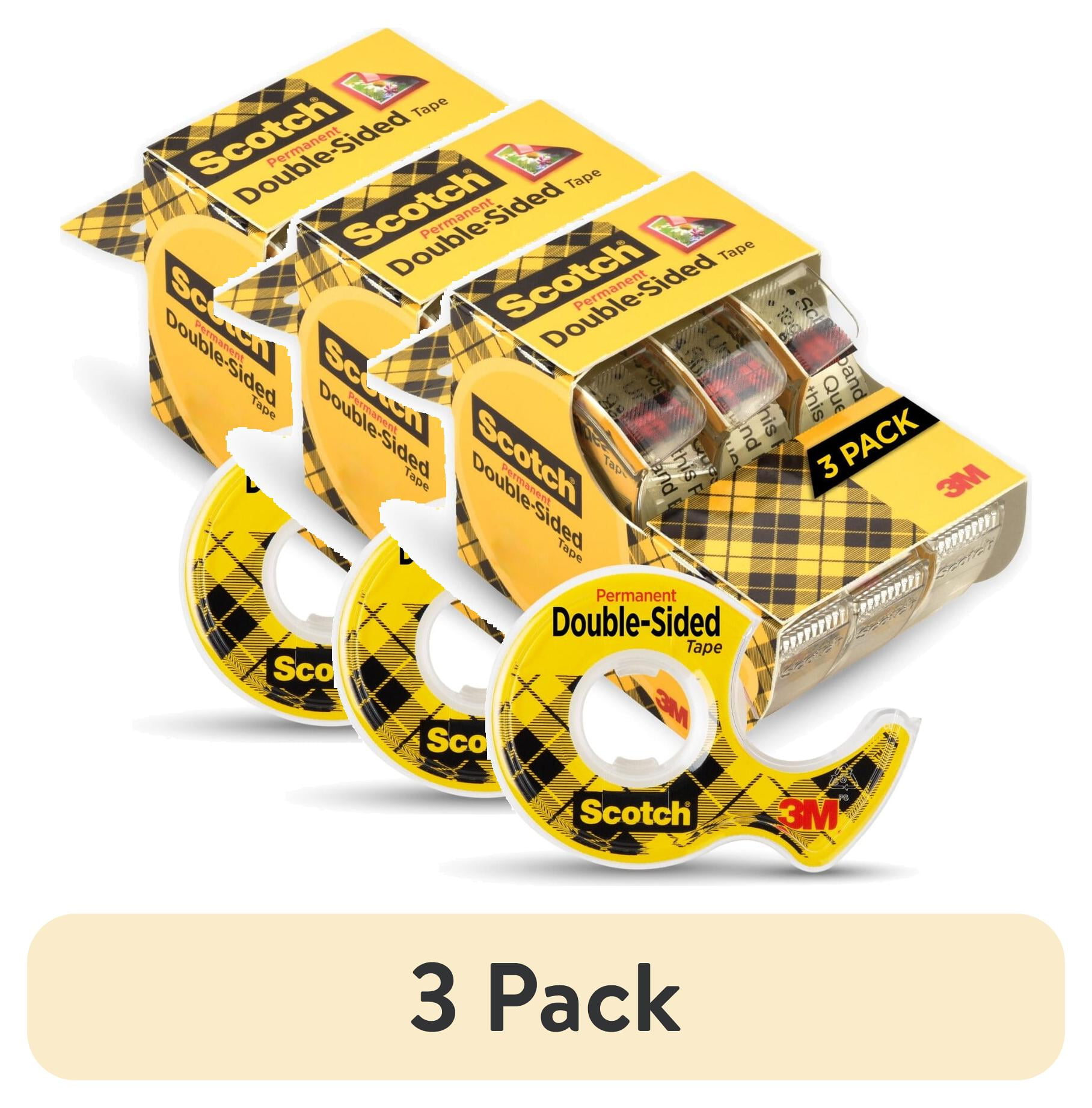 (3 pack) Scotch Double-Sided Tape Dispenser, Clear, 1/2 in. x 250 in ...