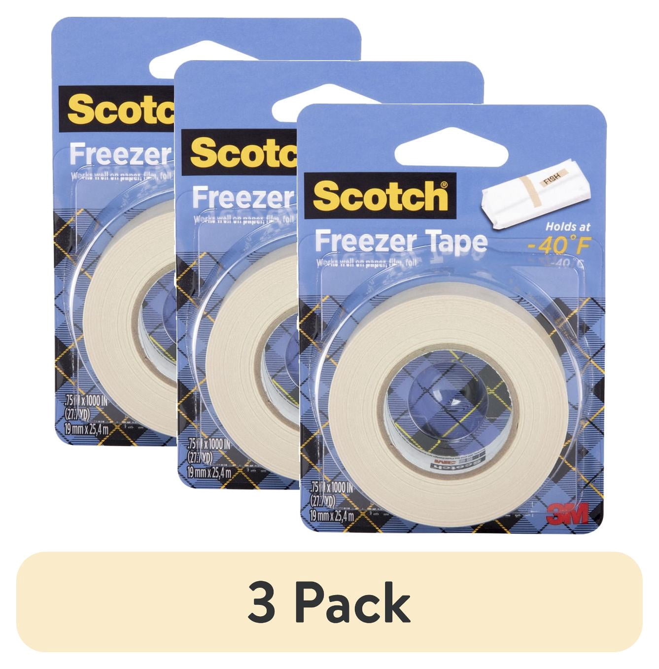 (3 pack) Scotch Freezer Tape, White, 3/4 in. x 1000 in., Holds at -40F ...