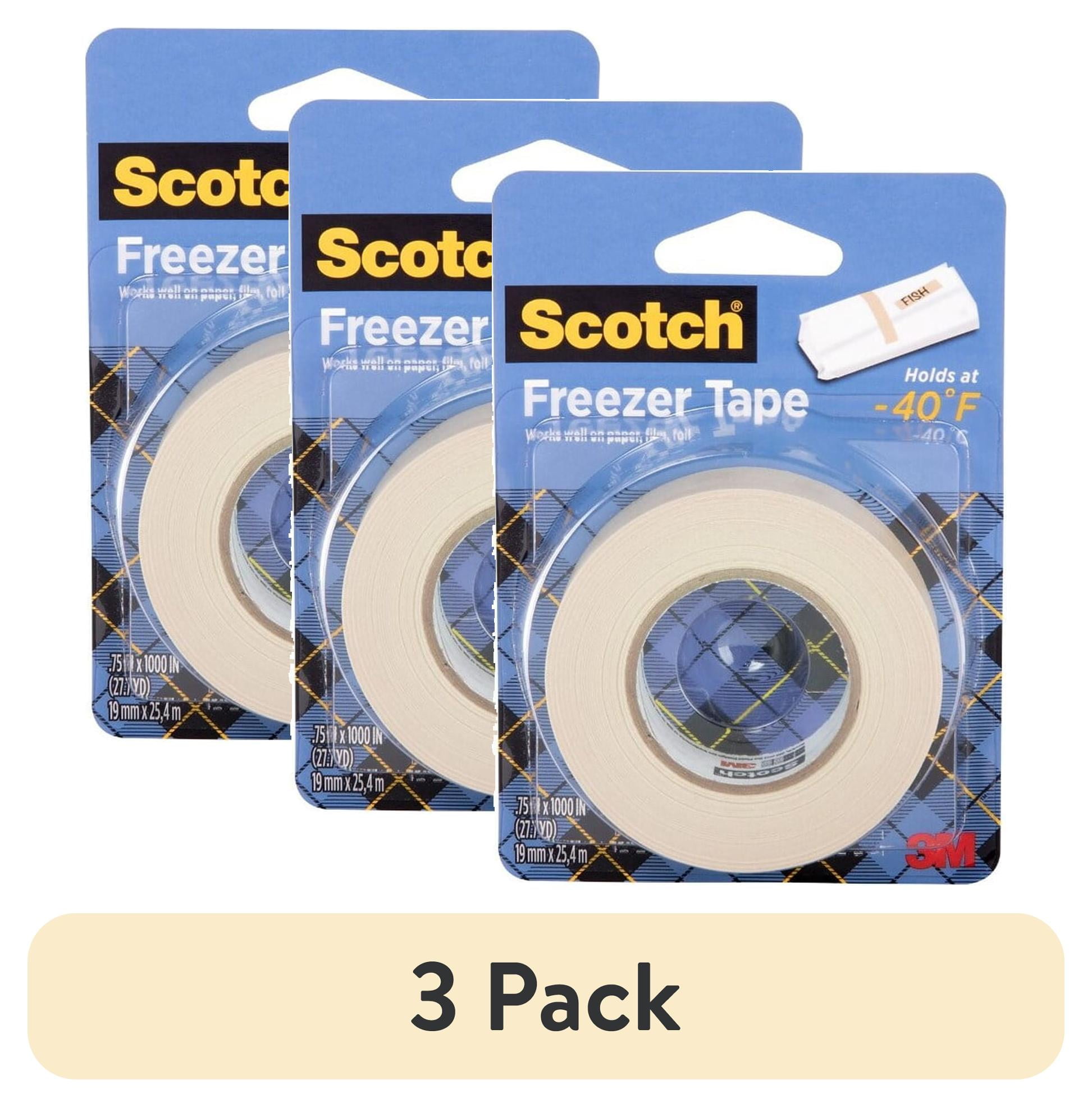 (3 pack) Scotch Freezer Tape, White, 3/4 in. x 1000 in., Holds at -40F ...