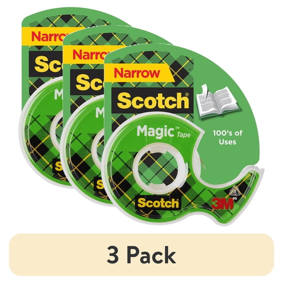 (3 pack) Scotch Magic Tape Dispenser, Clear, 1/2 in. x 800 in., 1 ...