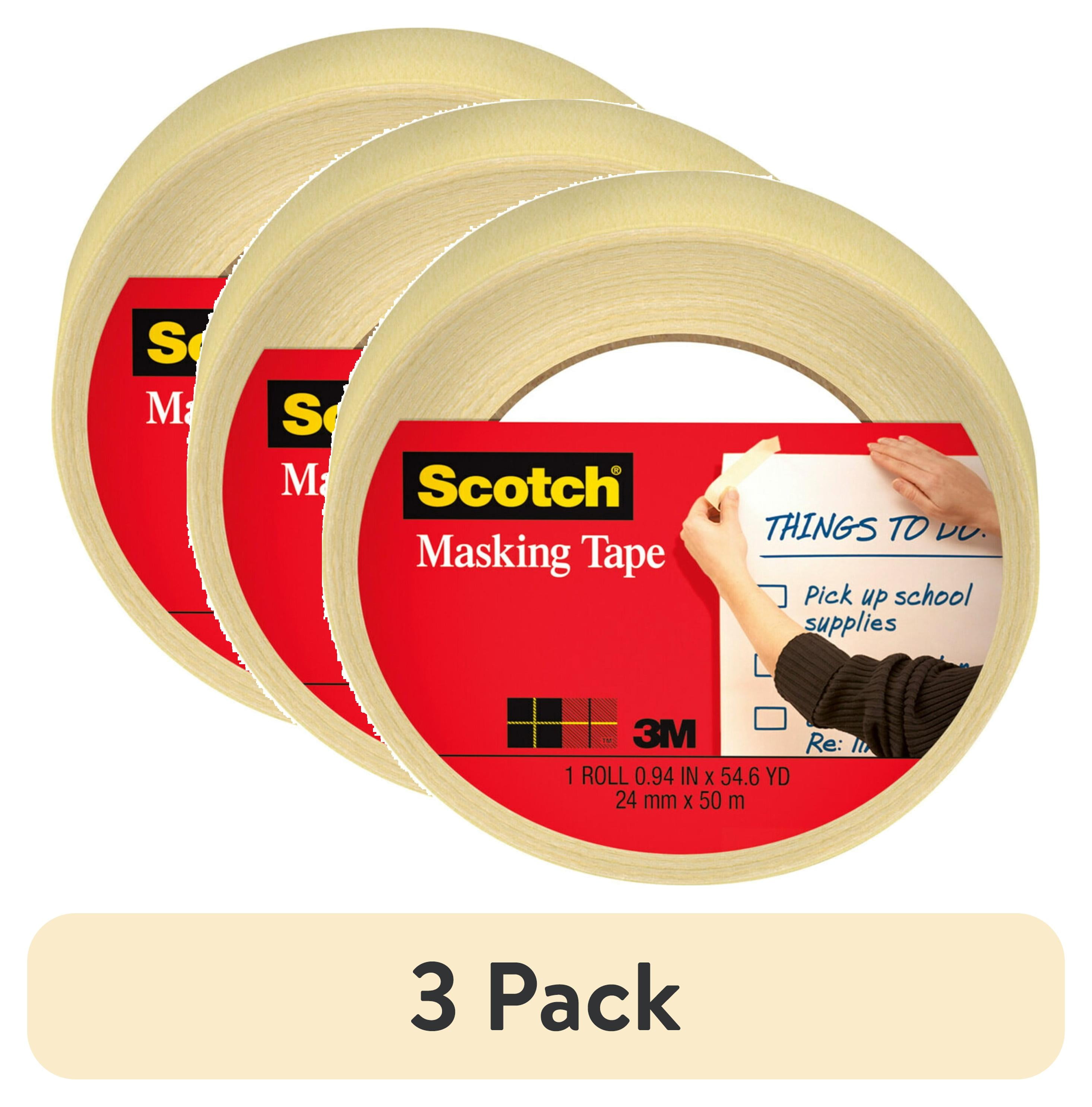 (3 pack) Scotch Masking Tape, .94 in x 54.6 yd, Tan, 1 Roll - Walmart.com