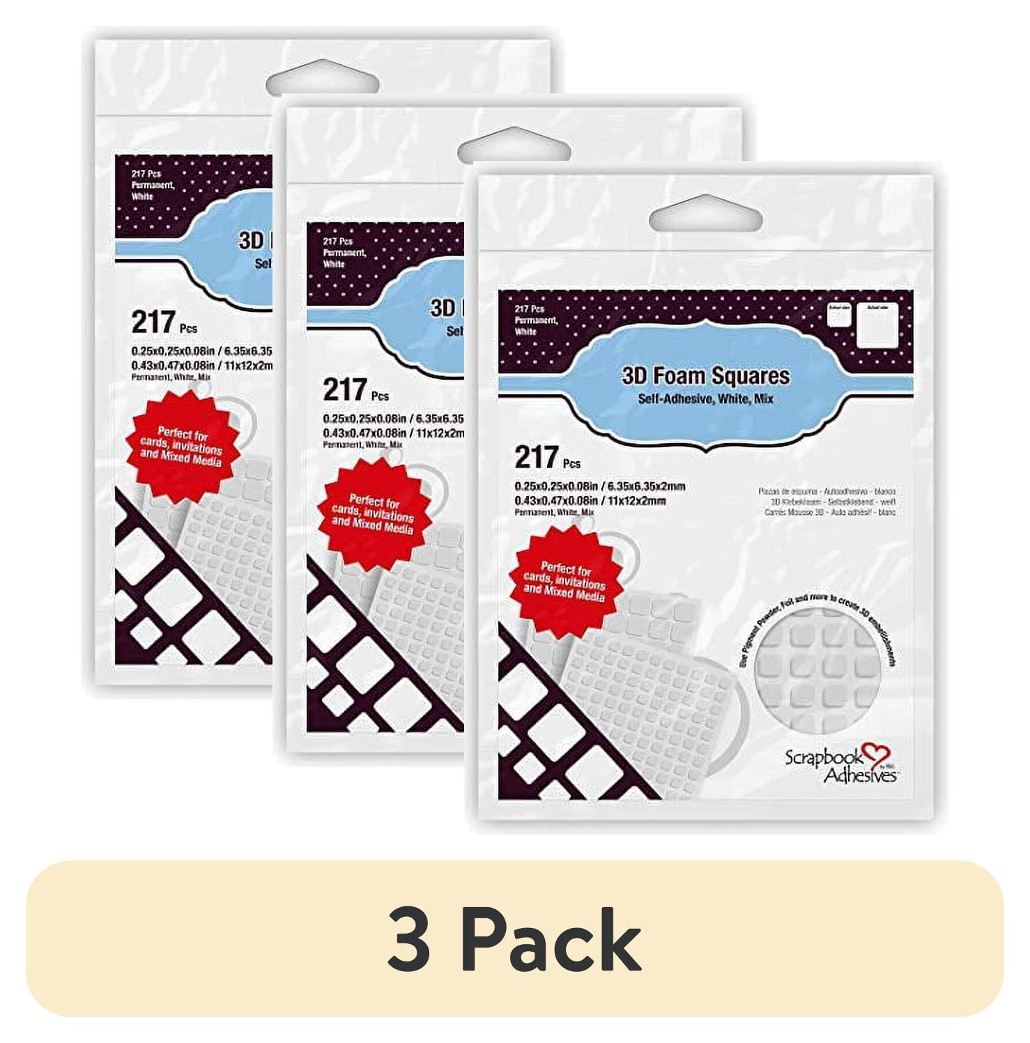 (3 pack) Scrapbook Adhesives 3D Foam Squares Variety Pack 217/Pkg-White ...