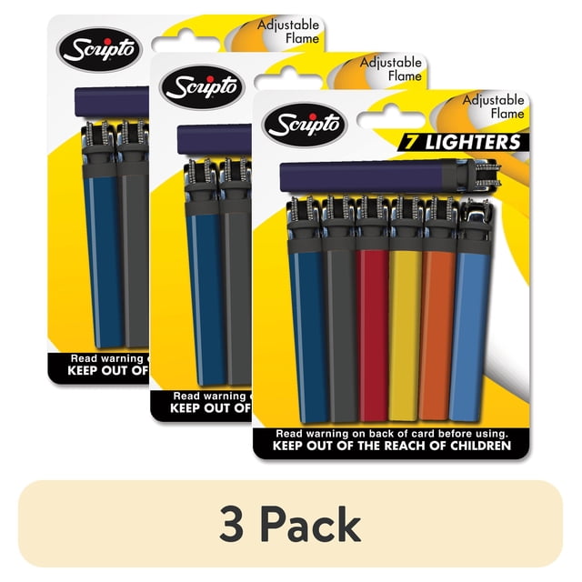 (3 pack) Scripto Views, Adjustable Flame, Pocket Lighter, Multi-Color ...