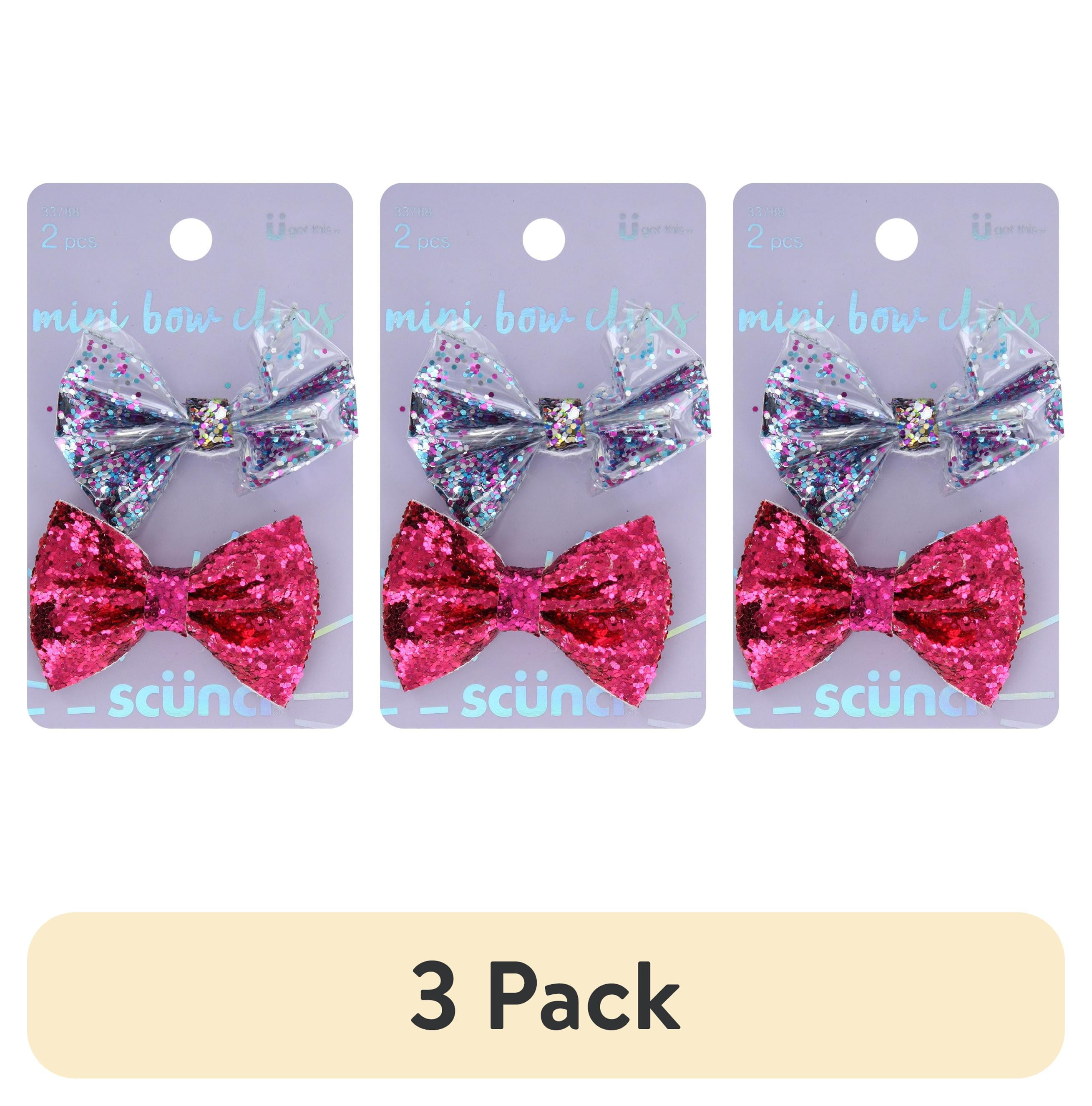 (3 pack) Scunci Mini Glitter Salon Tween Bow Clips, Assorted Colors, 2 ...