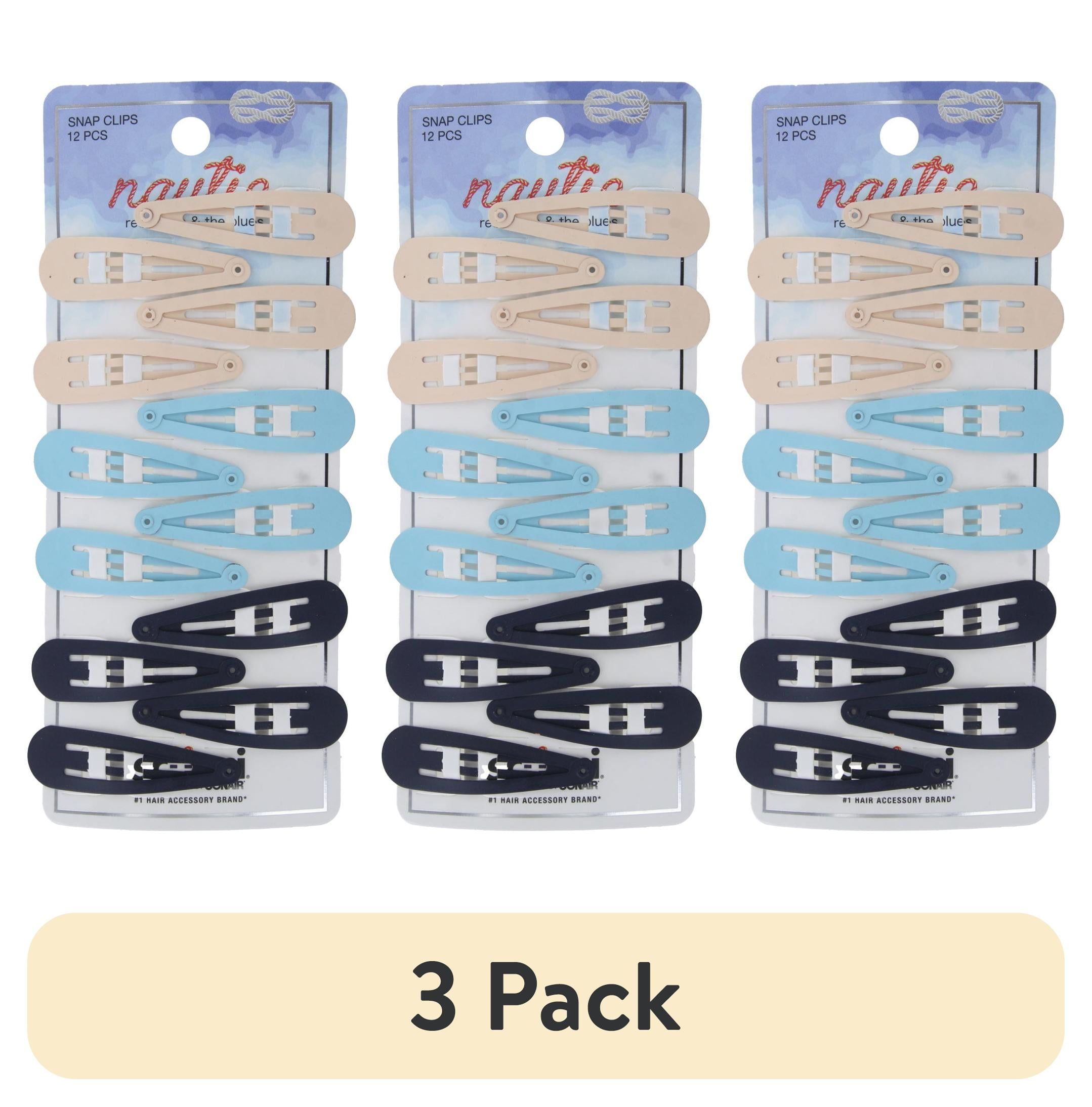 (3 pack) Scunci Nautie Hair Snap Clips, Assorted Colors, 12-Pieces ...