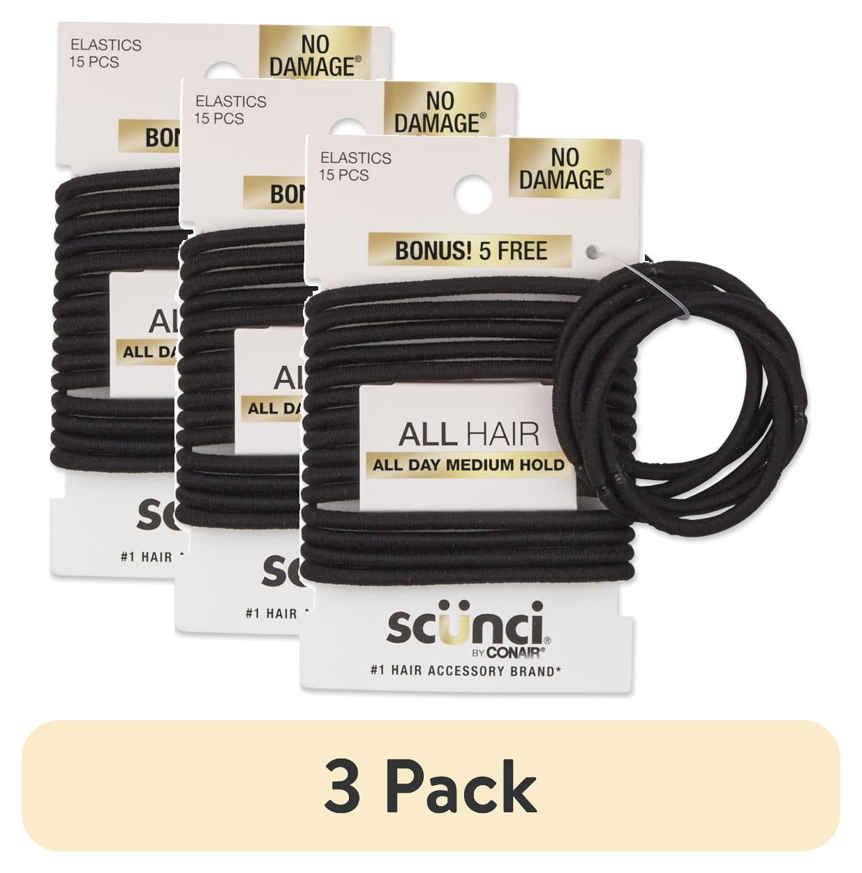 (3 pack) Scunci No Damage Elastic Stretch Nylon Ponytail Hair Ties ...