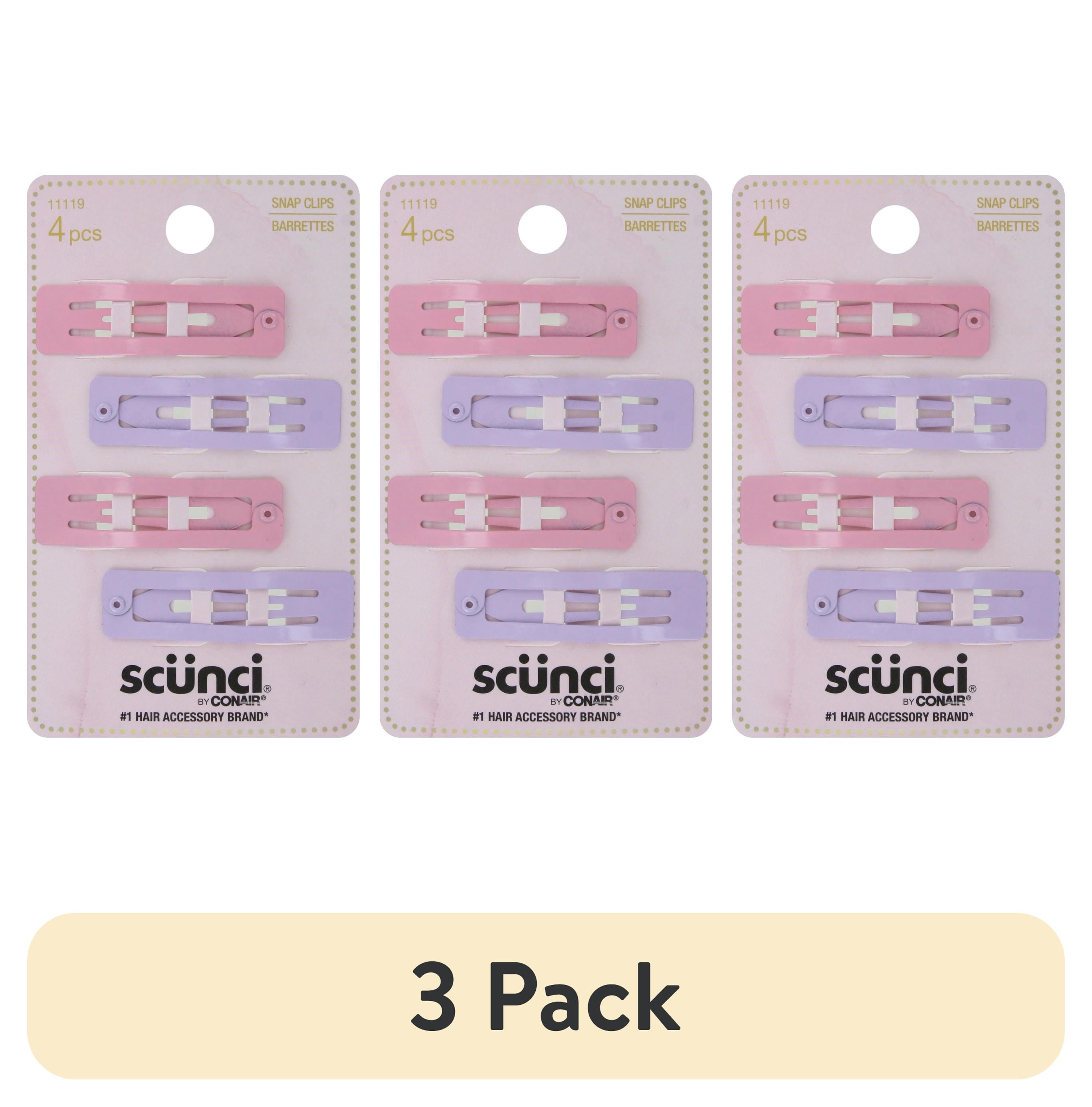 (3 pack) Scunci Pastel Barrette Hair Snap Clips, Pink & Purple, 4-Count ...
