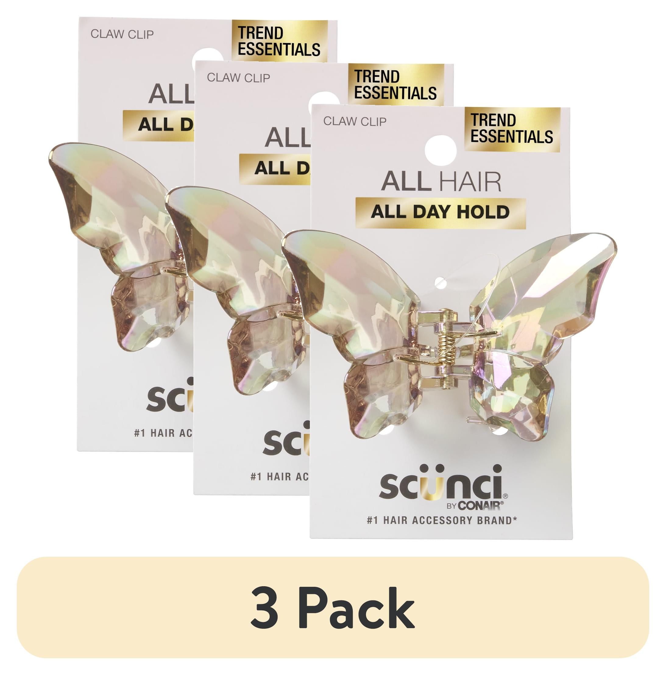 (3 pack) Scunci Plastic Butterfly Claw Clip, Clear Amber - Walmart.com