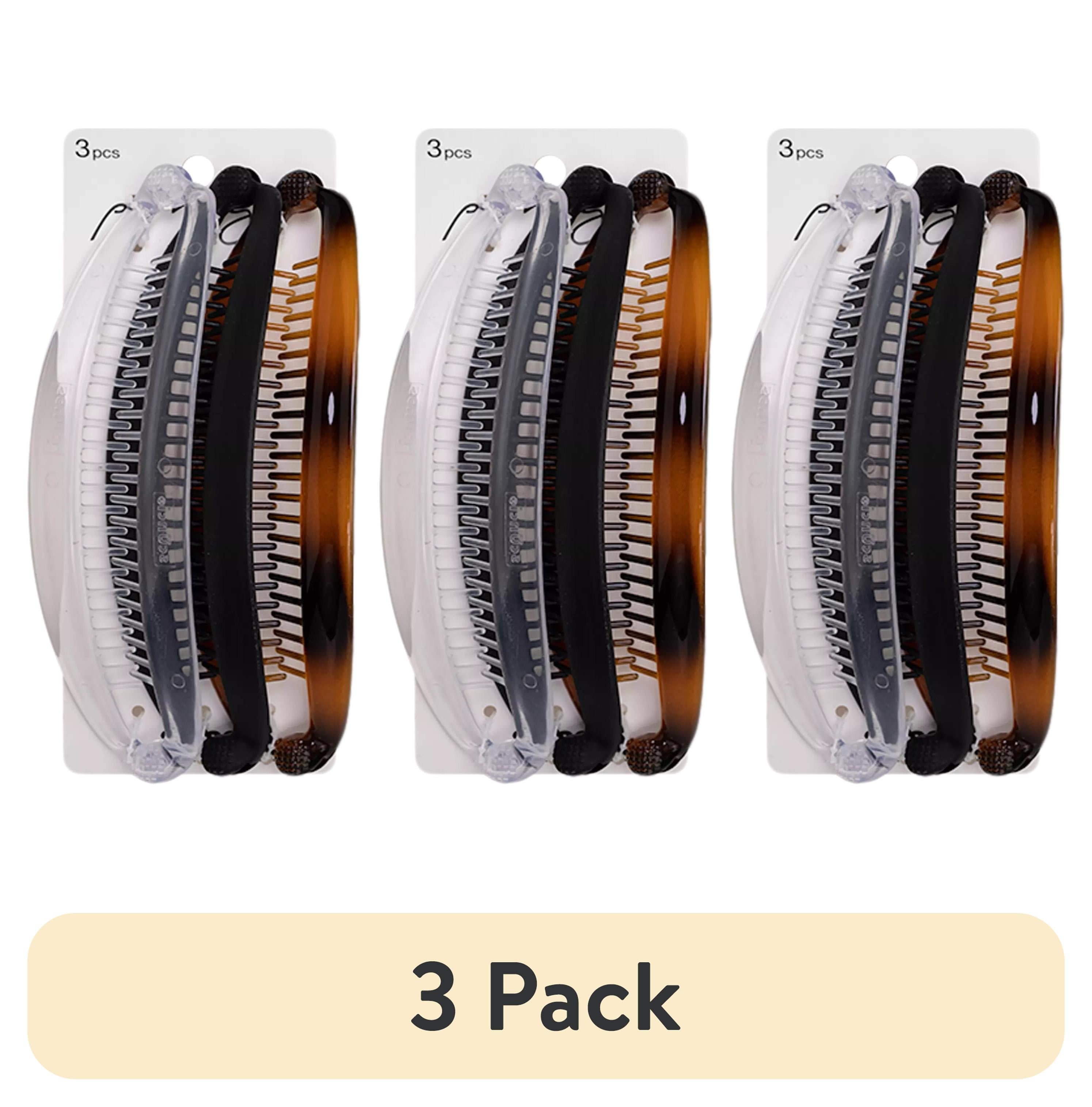 (3 pack) Scunci Ponytail Flat Banana Combs, Assorted Colors, 3-Pieces ...