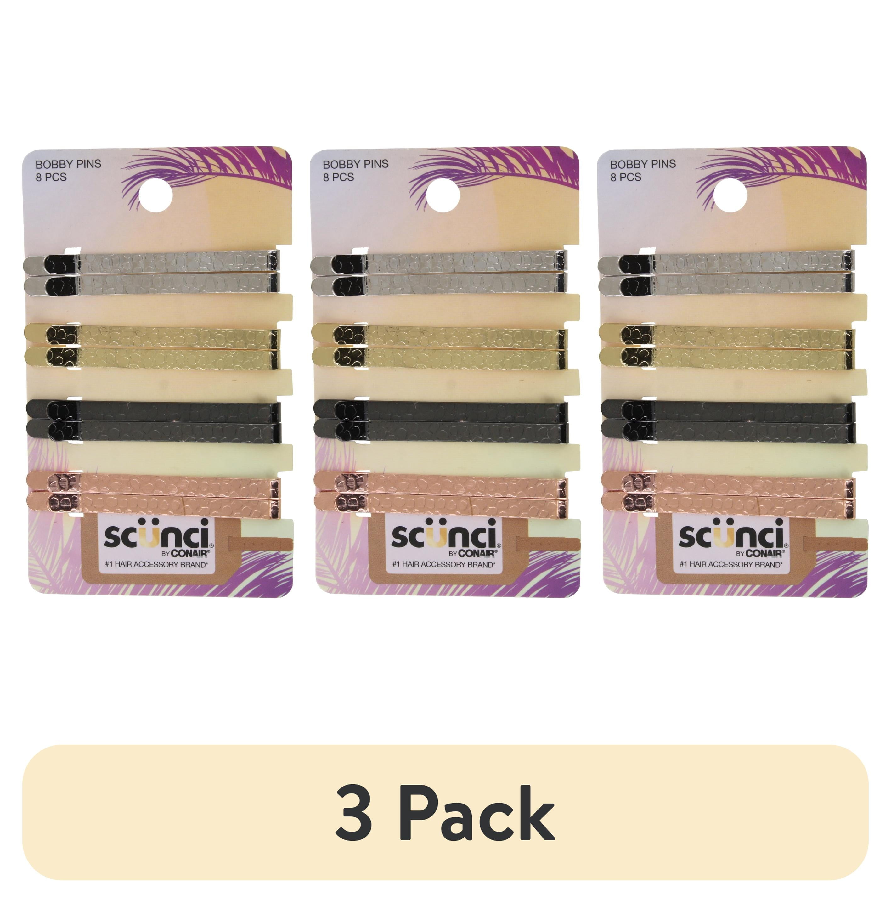 (3 pack) Scunci by Conair Bobby Pins, 8-Piece Set, Assorted Metallic ...