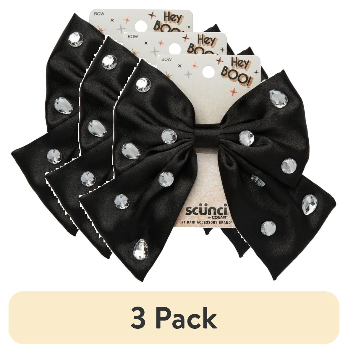 (3 pack) Scunci by Conair Hey Boo! Bow Barrette with Gem Stones, Black ...