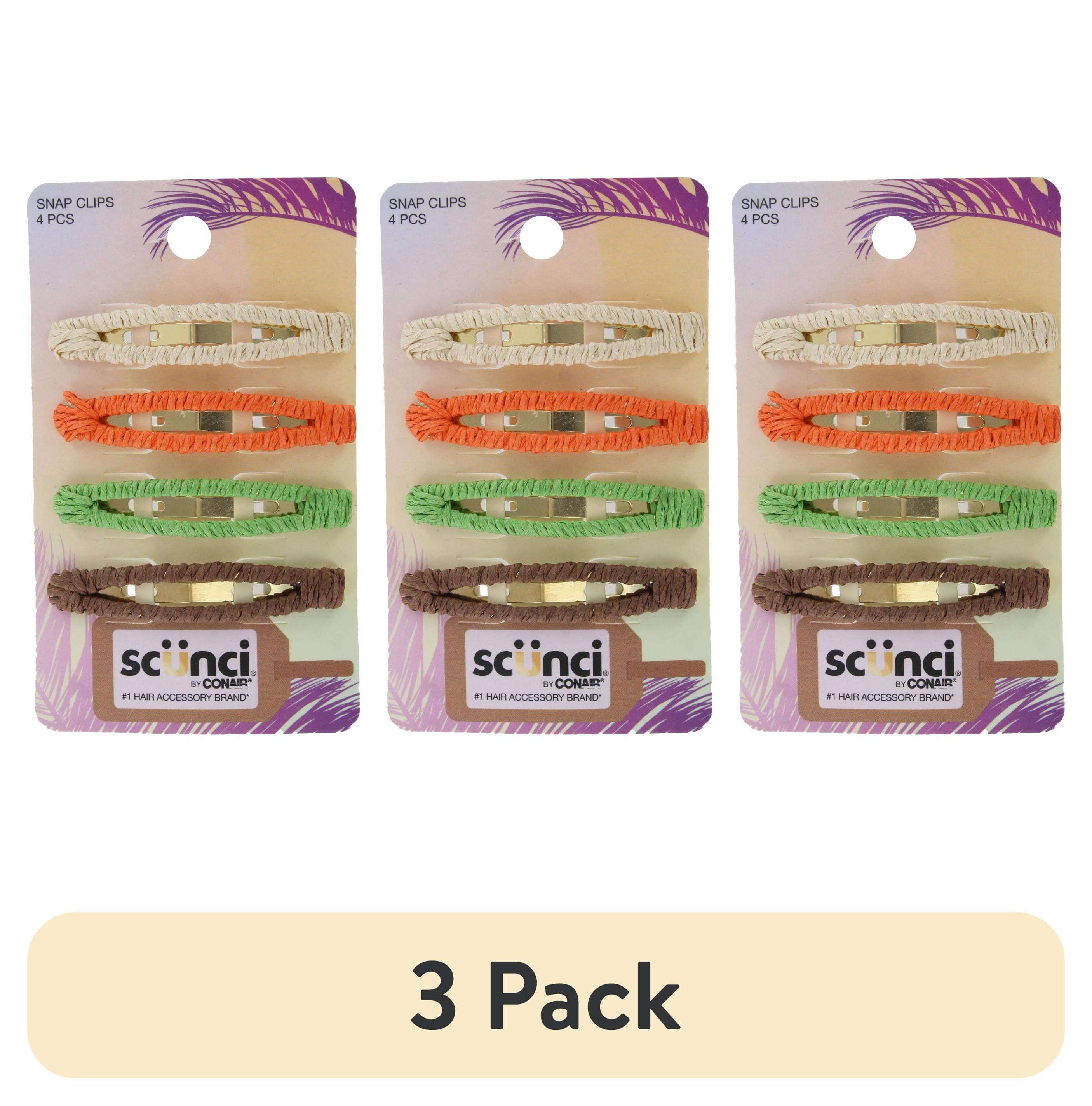 (3 pack) Scunci by Conair Snap Clips, 4-Piece Set, Woven Fabric Design ...