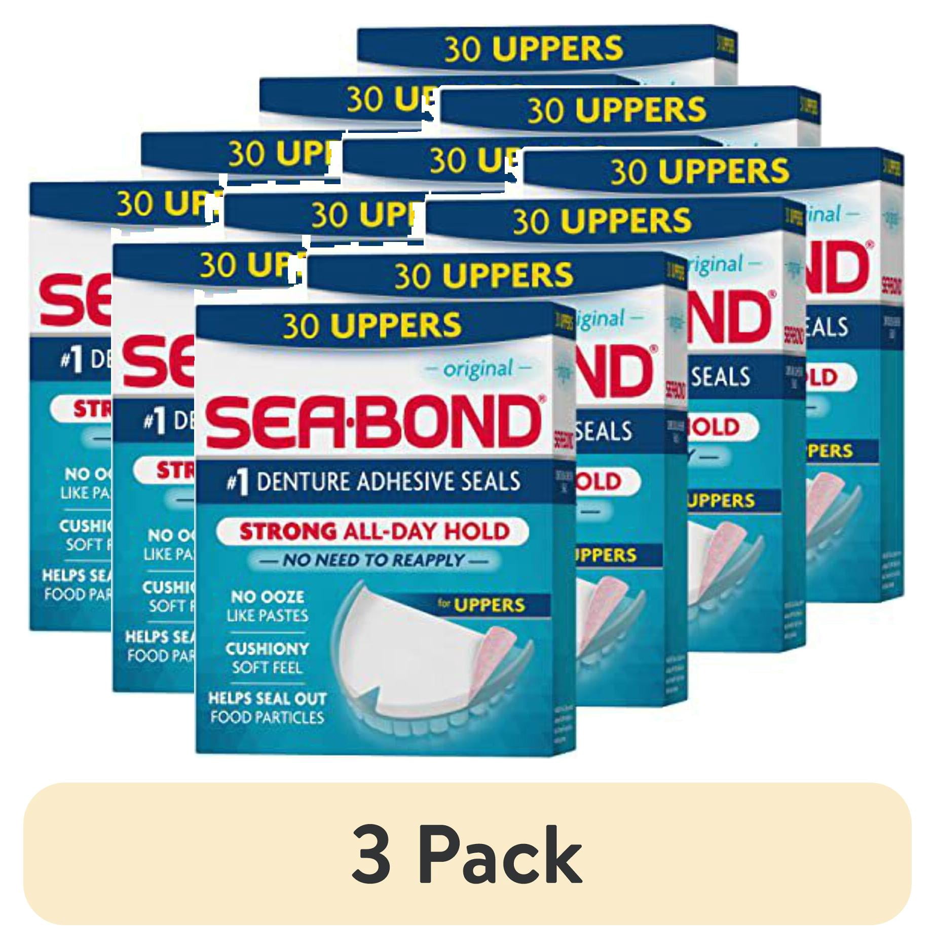 (3 pack) Sea Bond Upper Secure Denture Adhesive Seals, For an All Day ...