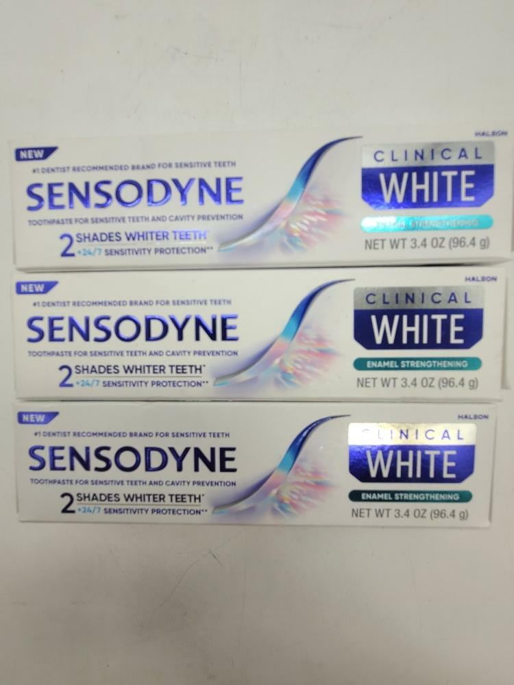 (3 pack) Sensodyne Clinical White Toothpaste Clinically Proven Whitening for Sensitive Teeth ...