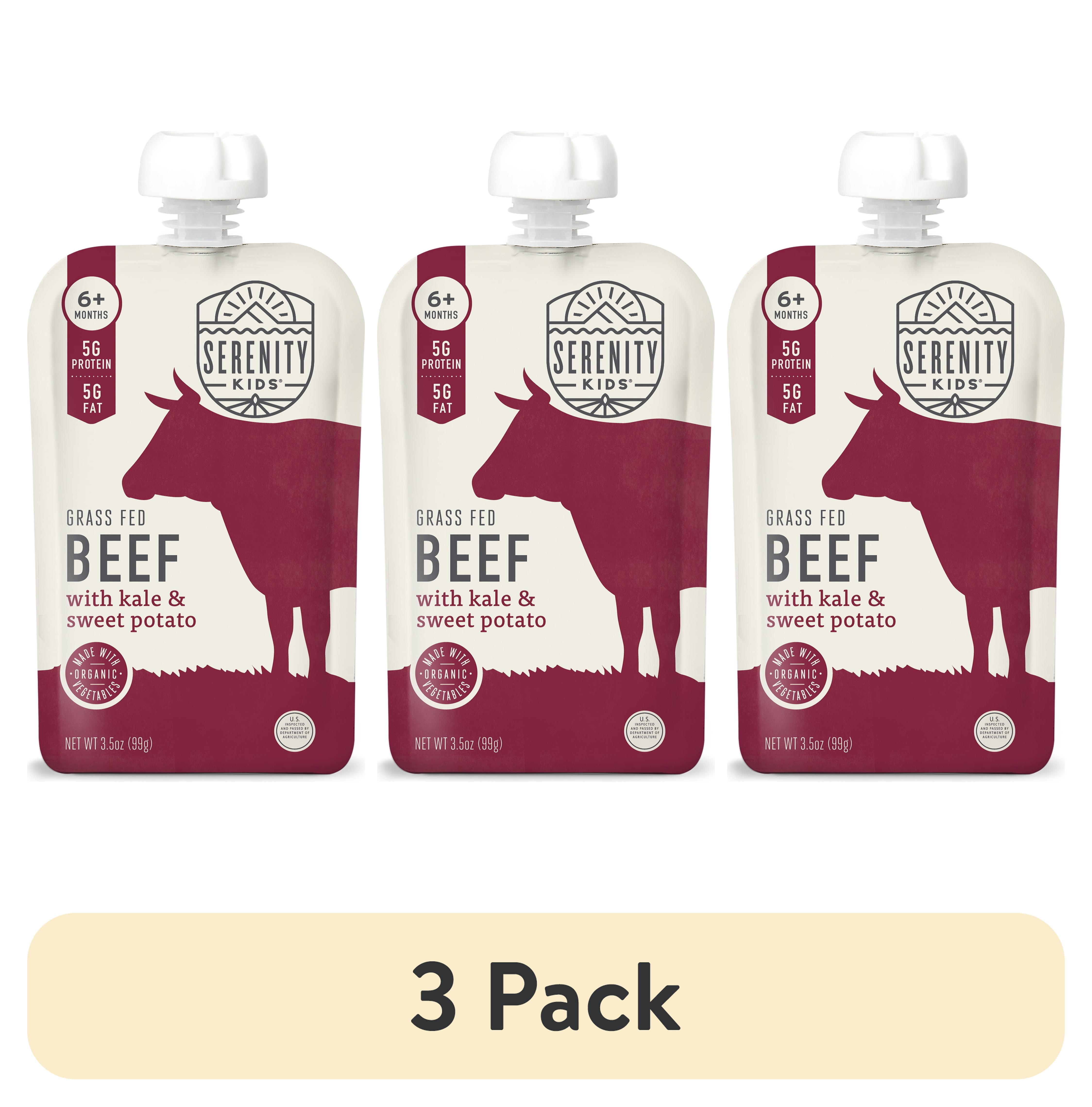 (3 pack) Serenity Kids Organic Grass Fed Beef, Kale & Sweet Potato ...