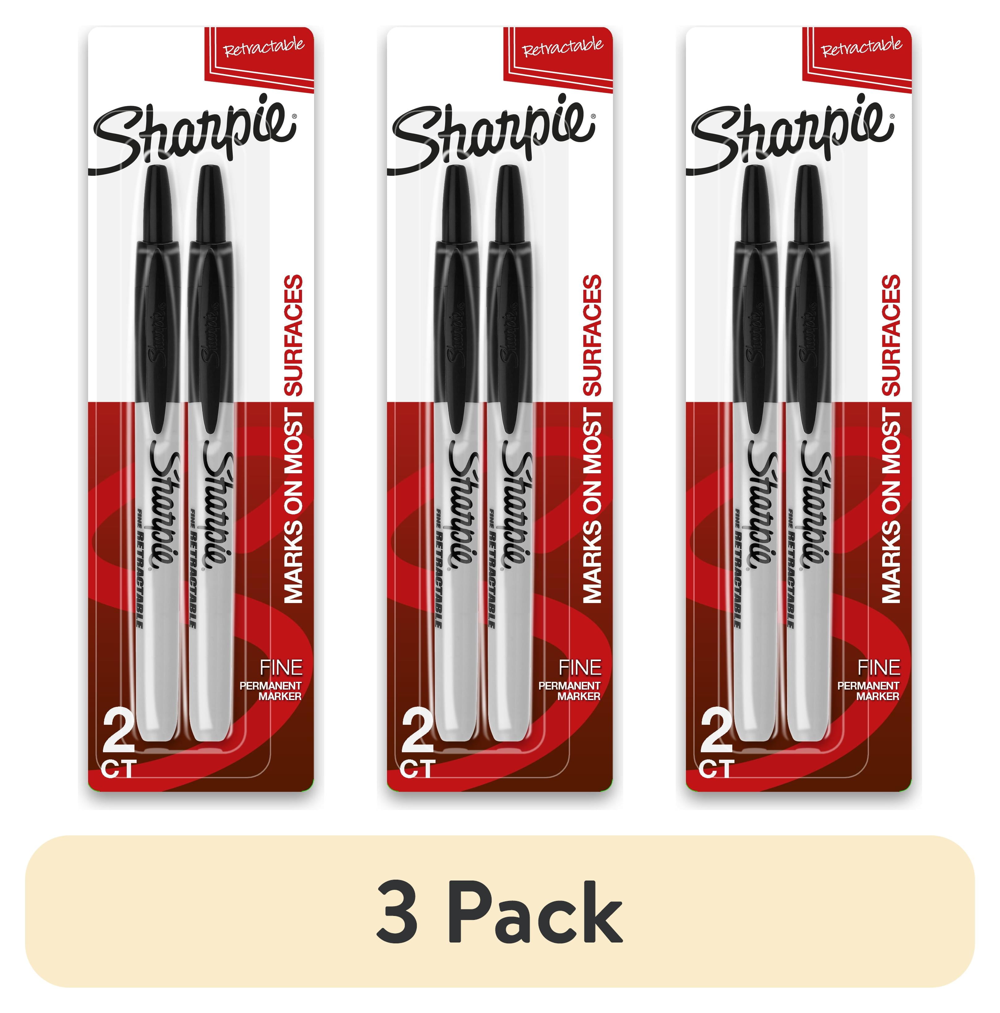 (3 pack) Sharpie Retractable Permanent Markers, Fine Point, Black, 2 ...