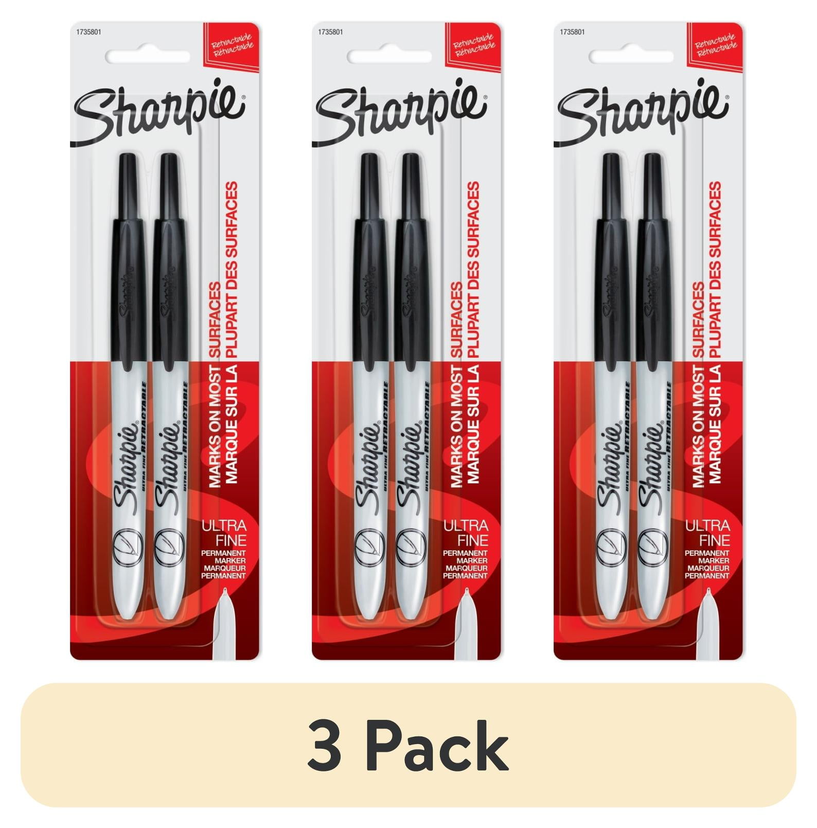 (3 pack) Sharpie Retractable Permanent Markers, Ultra Fine Tip, 2 Count ...