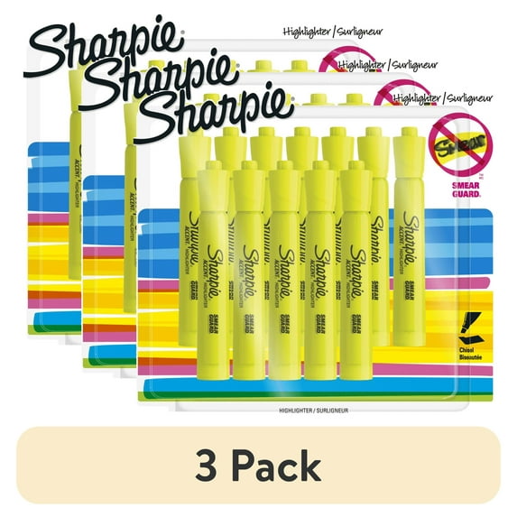 (3 pack) Sharpie Tank Style Highlighters, Chisel Tip, Fluorescent ...