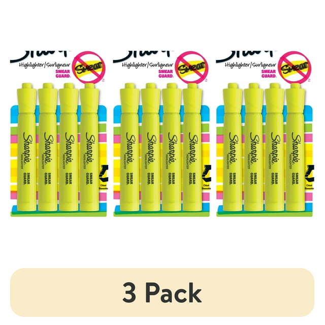 (3 pack) Sharpie Tank Style Highlighters, Chisel Tip, Fluorescent ...