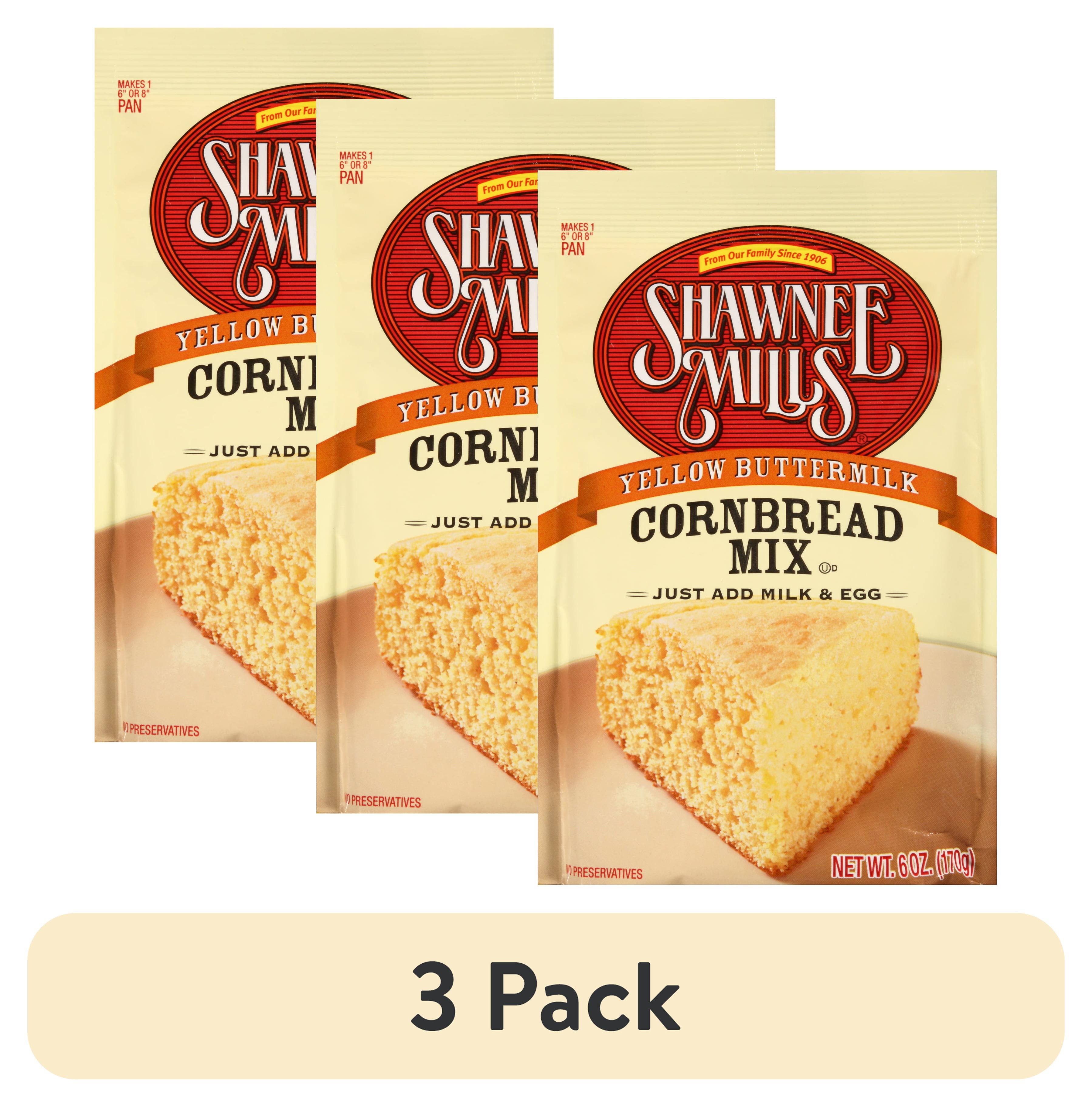 (3 pack) Shawnee Mills Yellow Buttermilk Cornbread Mix, 6 oz – Classic ...