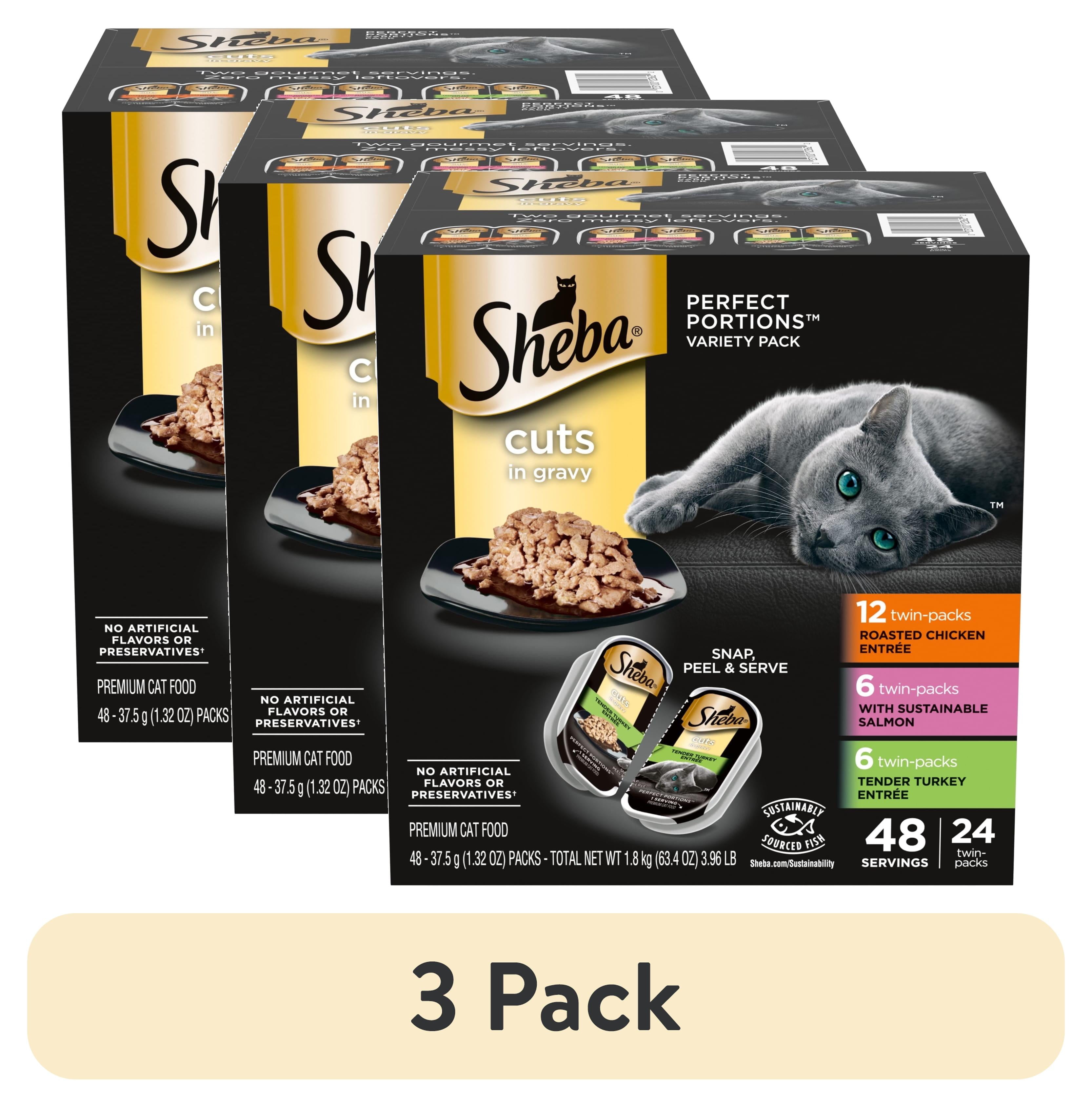 (3 pack) Sheba Perfect Portions Variety Pack Cuts In Gravy Cat Food, 2. ...
