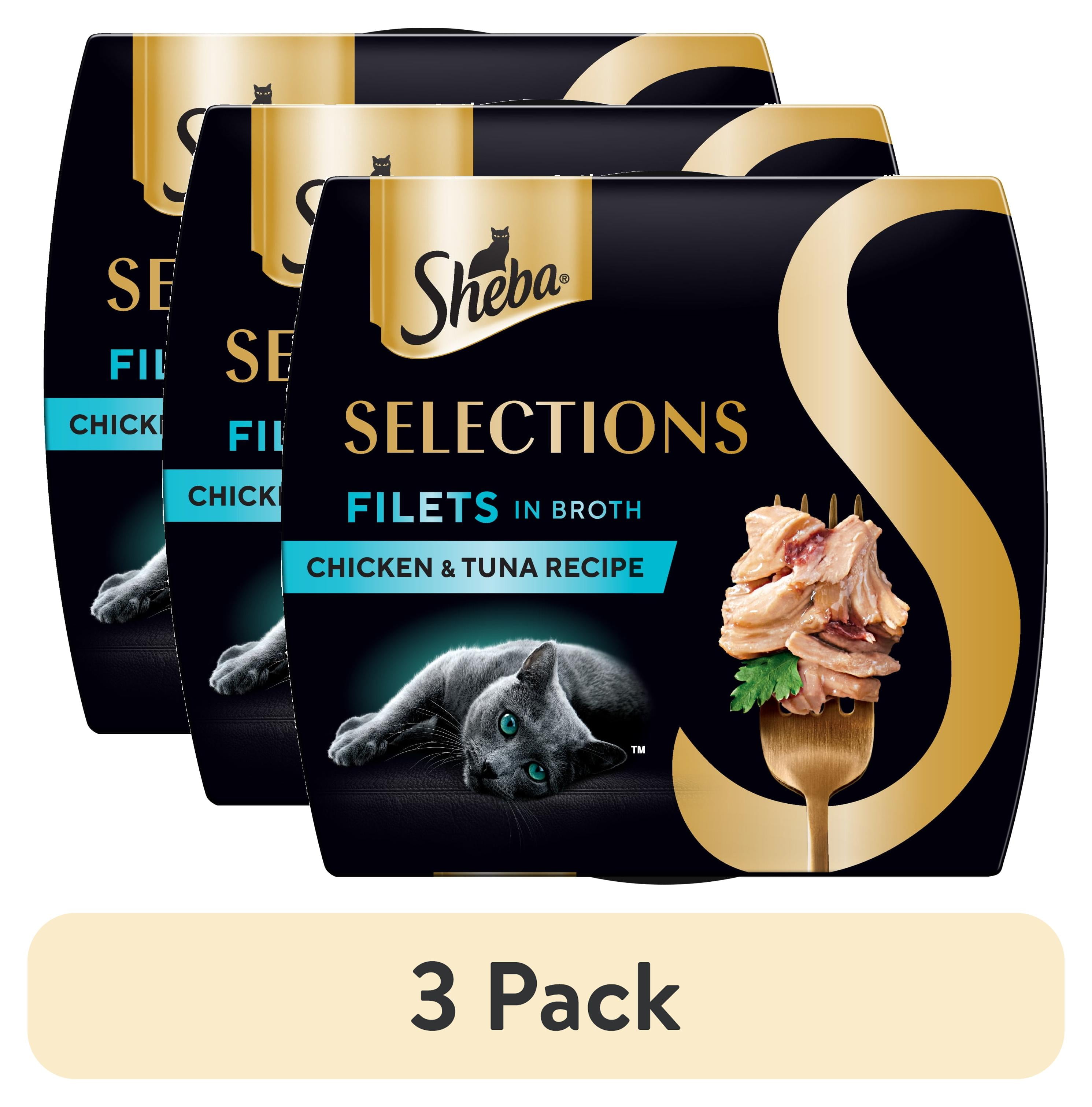 (3 pack) Sheba Selections Filets in Broth Chicken & Tuna Flavor Wet Cat ...