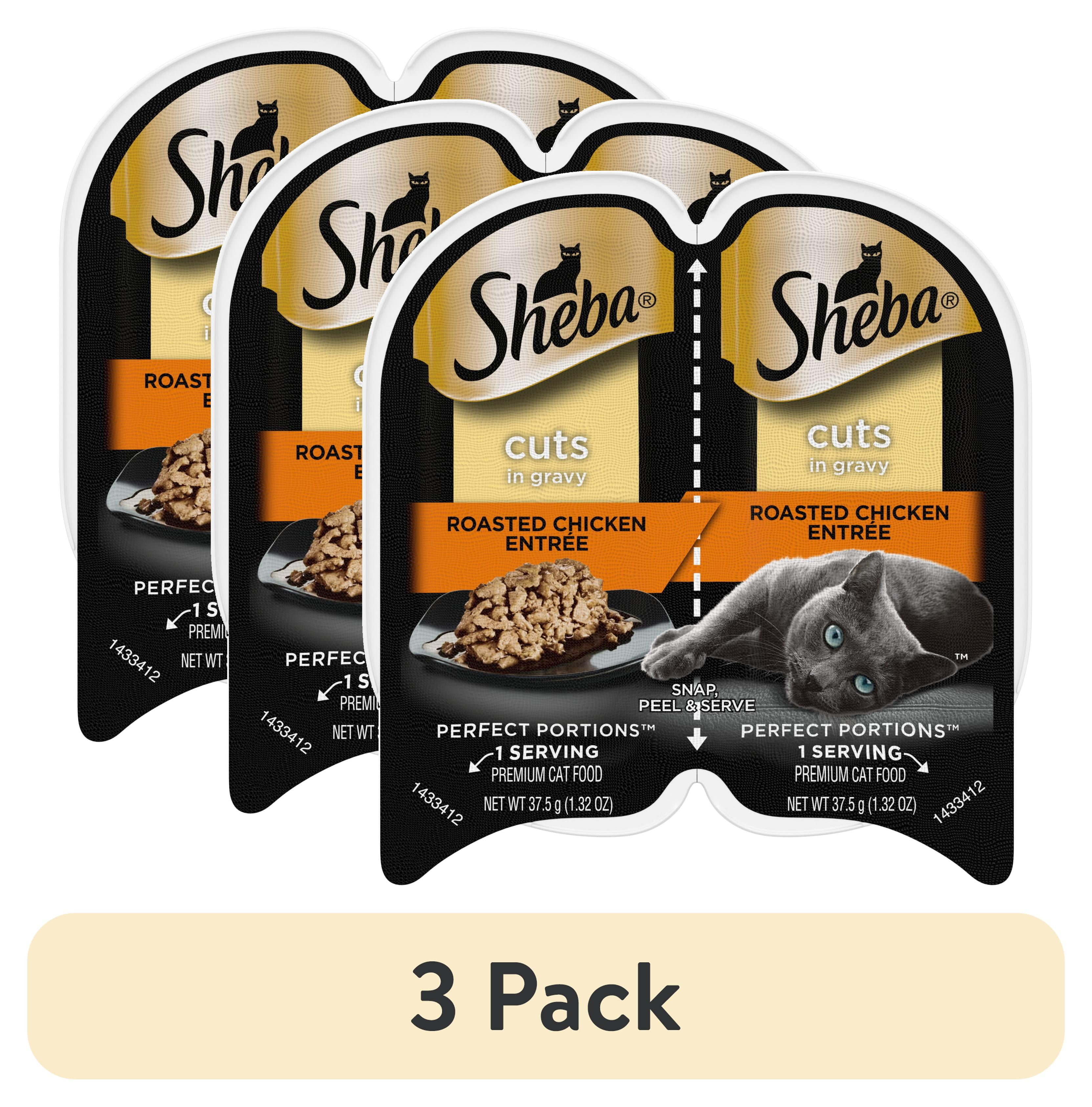 (3 pack) Sheba Wet Cat Food Cuts in Gravy Roasted Chicken Entree, 2.6 ...