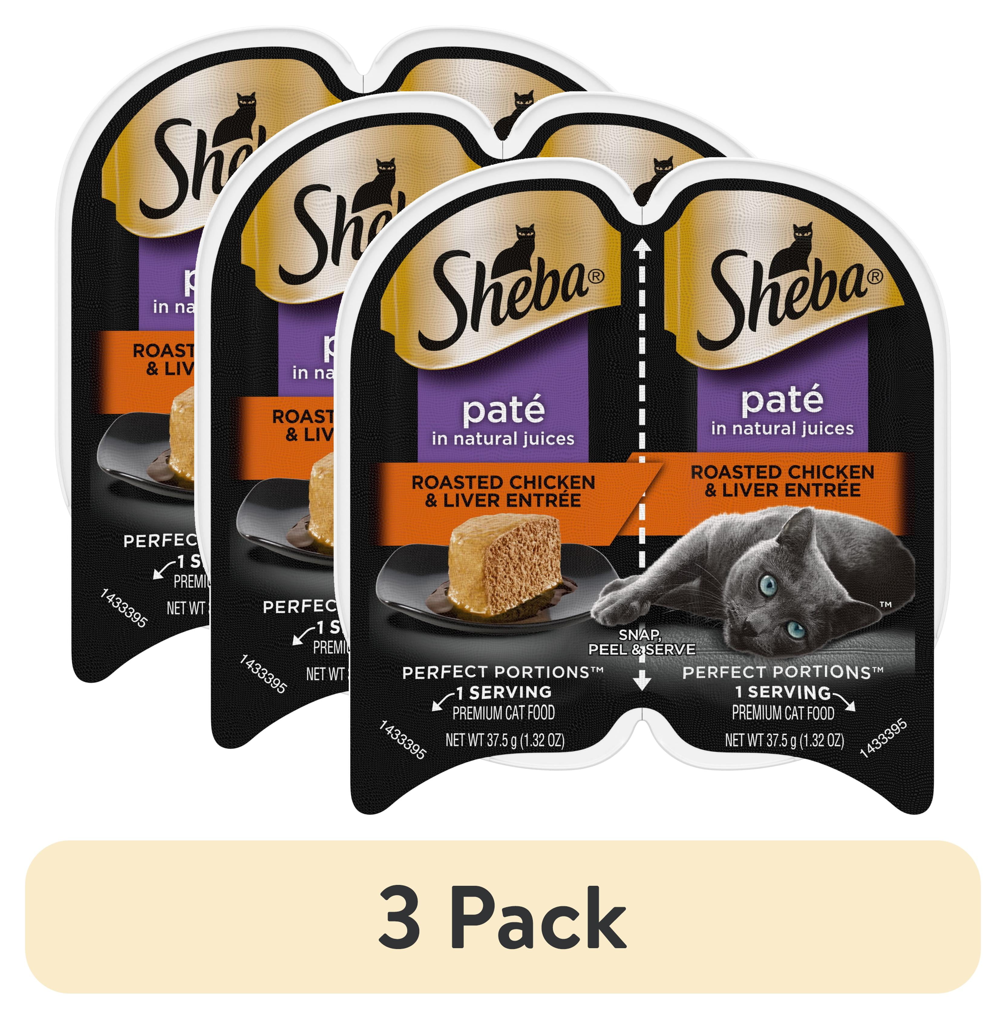 (3 pack) Sheba Wet Cat Food Pate, Roasted Chicken & Liver Entree, 2.6 ...