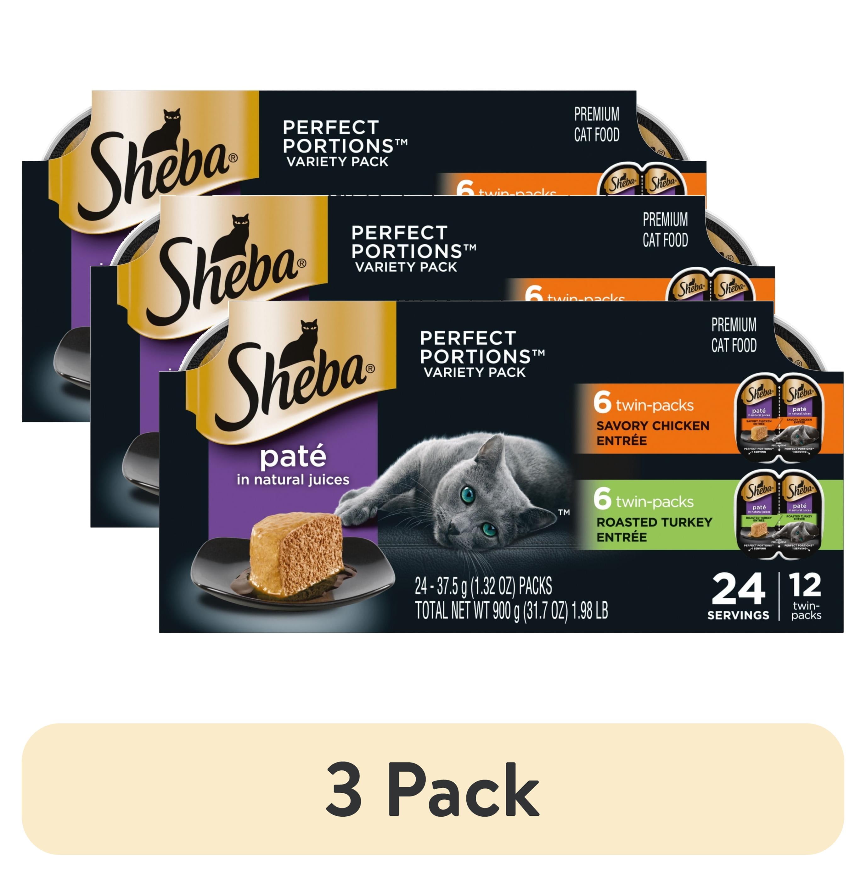 (3 pack) Sheba Wet Cat Food Pate Variety Pack, Savory Chicken And ...