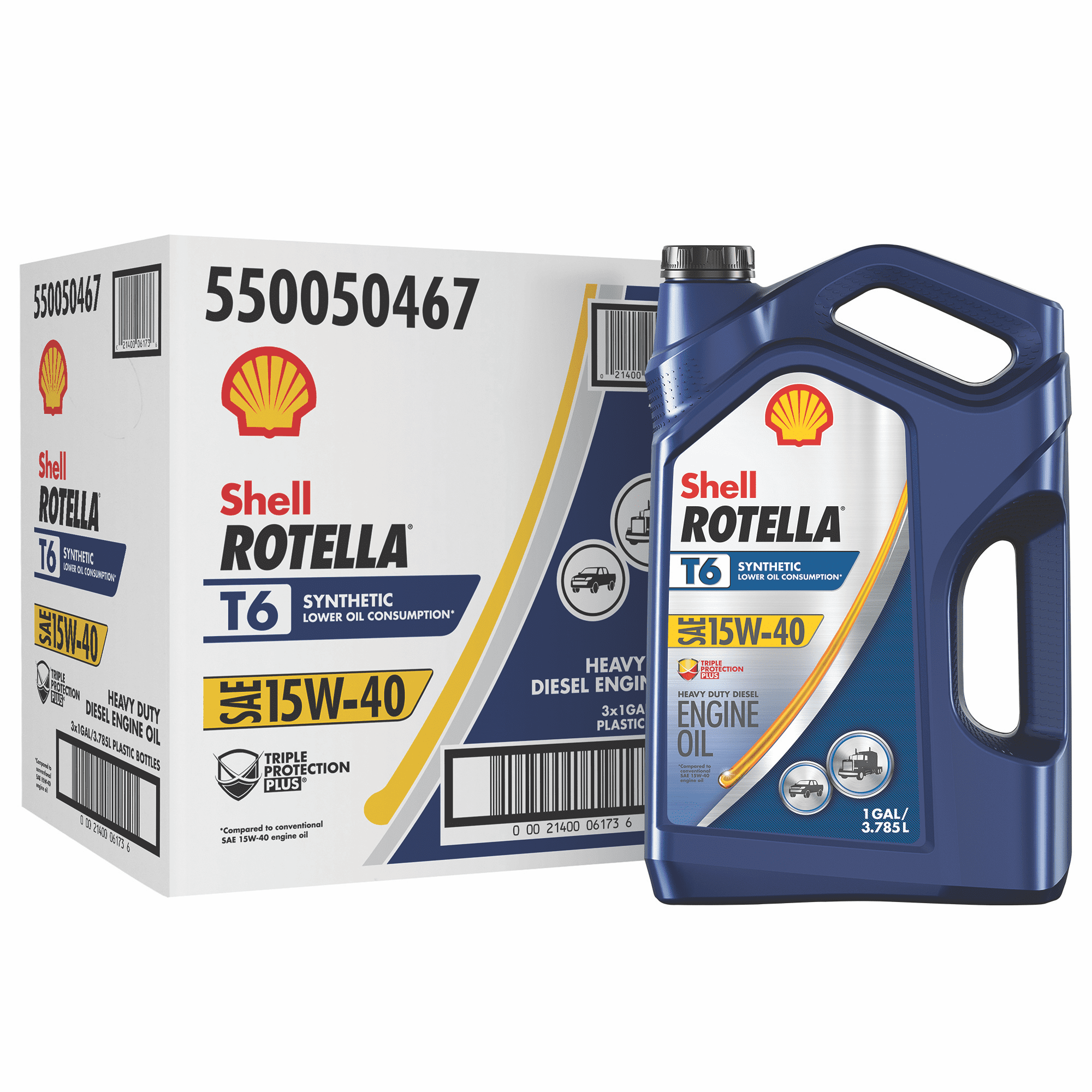 (3 pack) (3 pack) (3 pack) Shell Rotella T6 Full Synthetic 15W-40 ...
