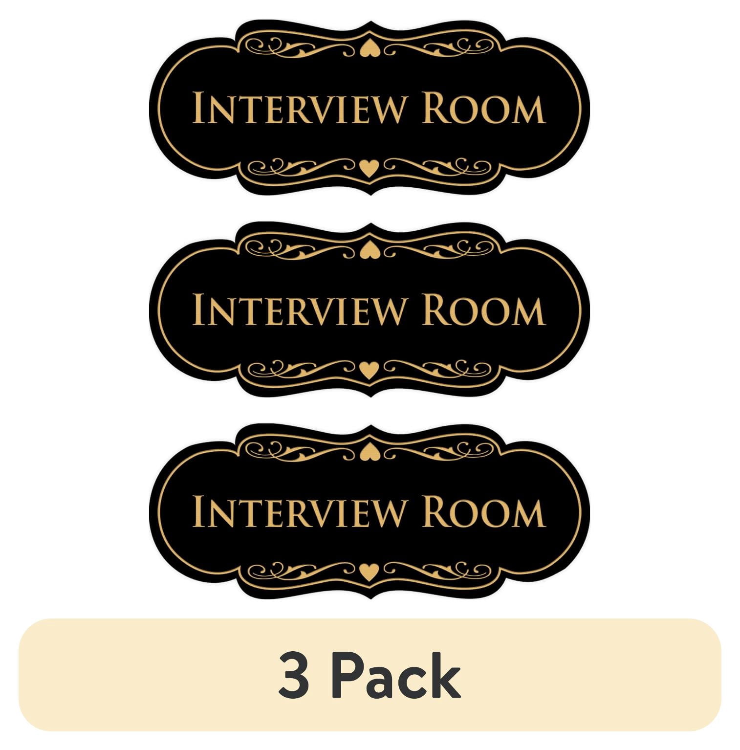 (3 pack) Signs ByLITA Designer Interview Room Sign (Black Gold) - Large ...