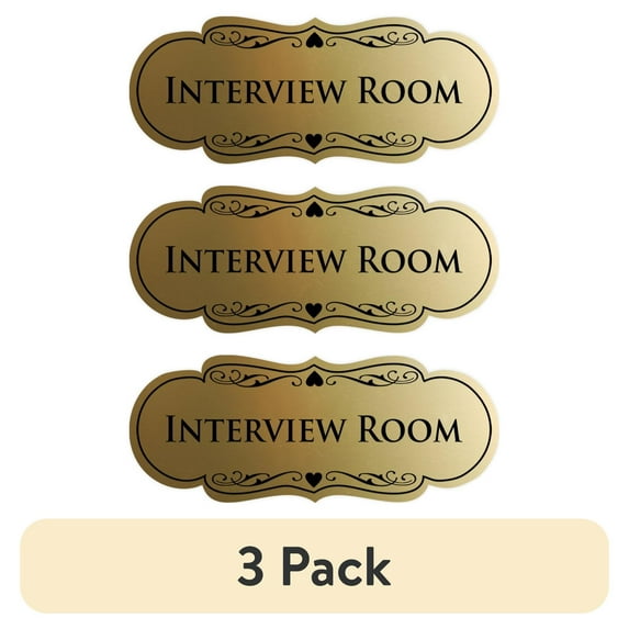 (3 pack) Signs ByLITA Designer Interview Room Sign (Brushed Gold ...