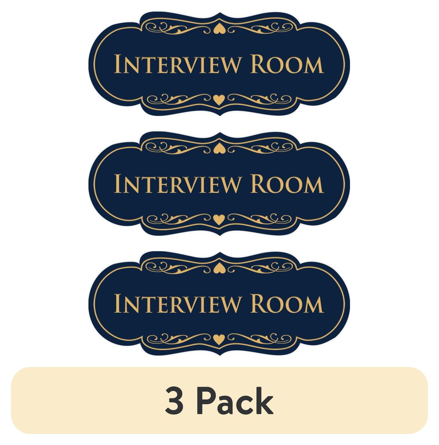 (3 pack) Signs ByLITA Designer Interview Room Sign (Navy Blue/Gold ...