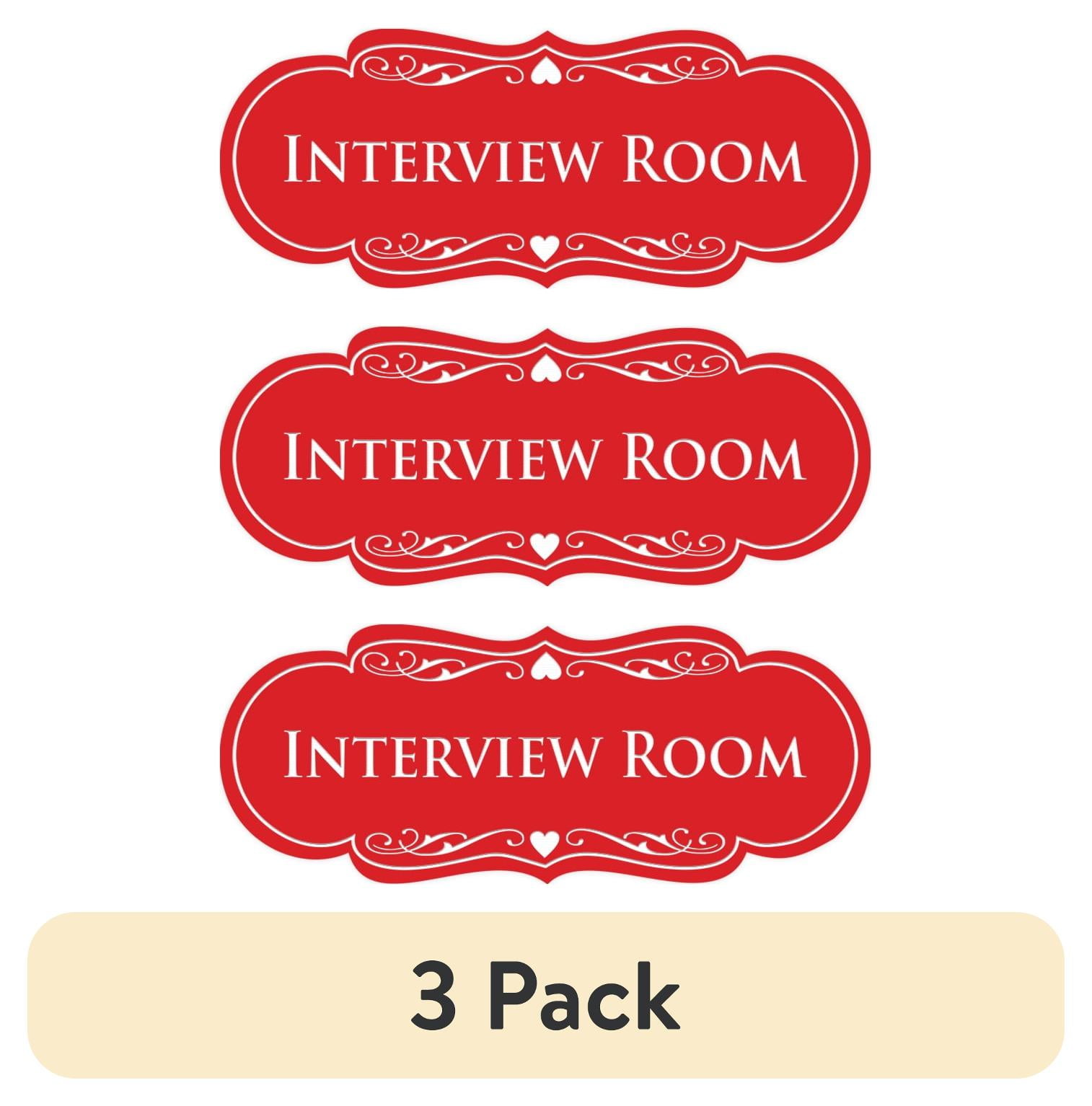 (3 pack) Signs ByLITA Designer Interview Room Sign (Red) - Small ...