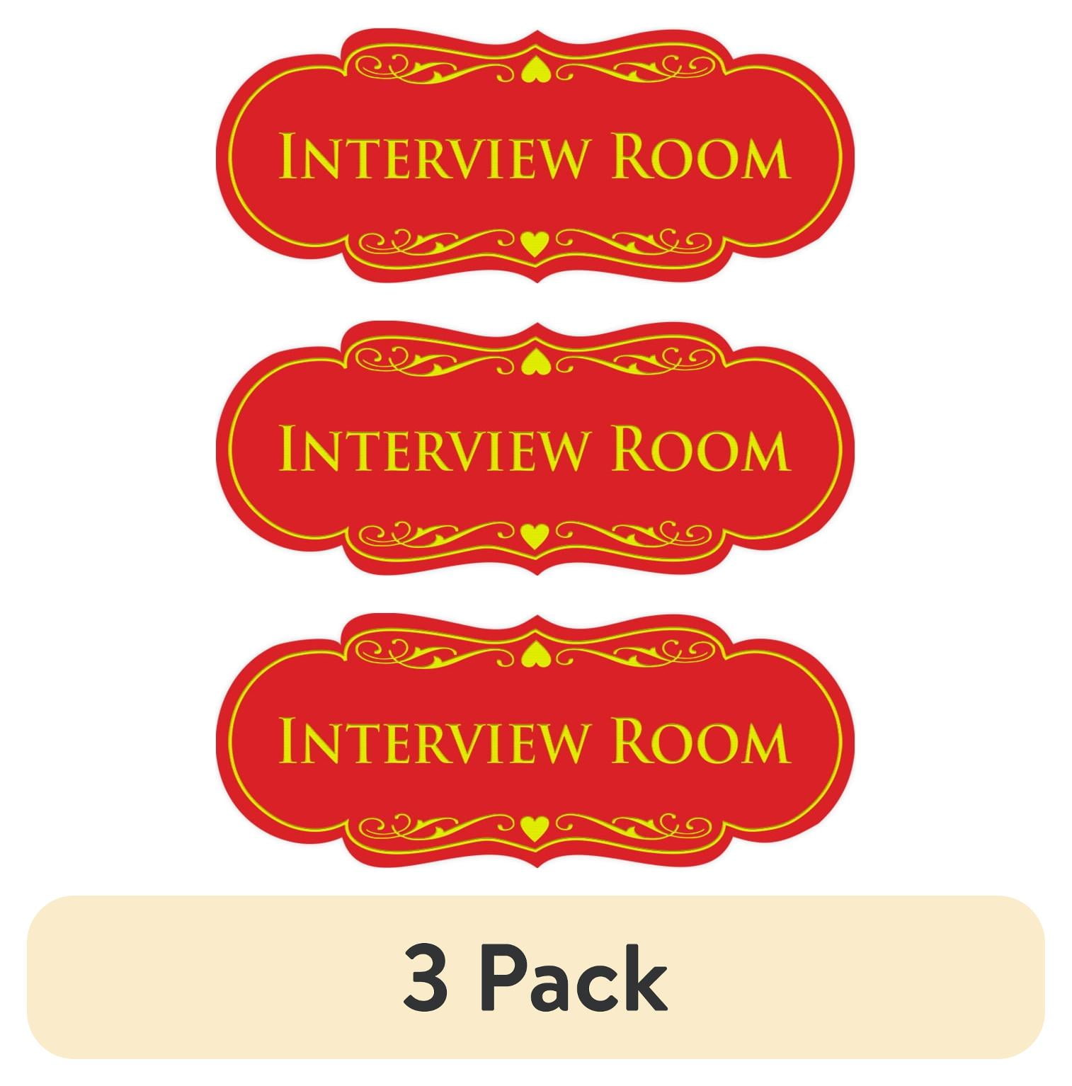(3 pack) Signs ByLITA Designer Interview Room Sign (Red/Yellow) - Large ...