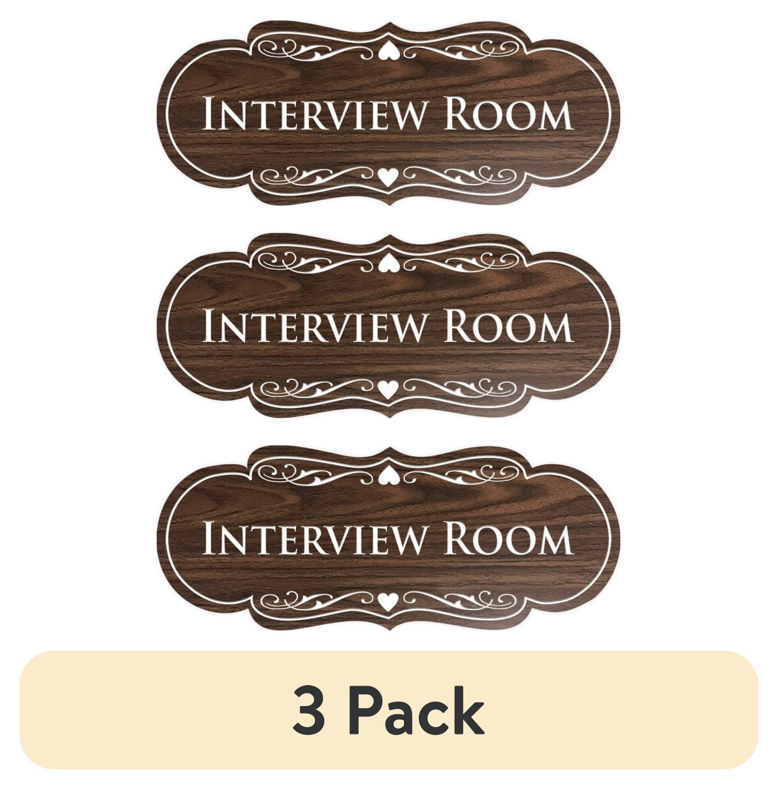 (3 pack) Signs ByLITA Designer Interview Room Sign (Walnut) - Small ...