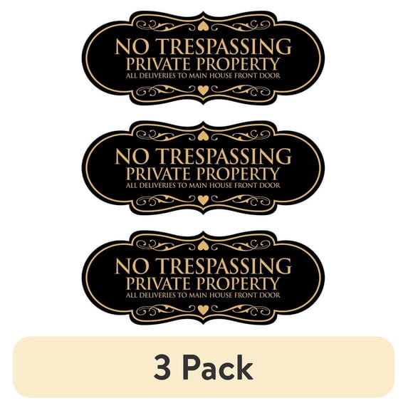 (3 pack) Signs ByLITA Designer No Trespassing Private Property Sign All ...