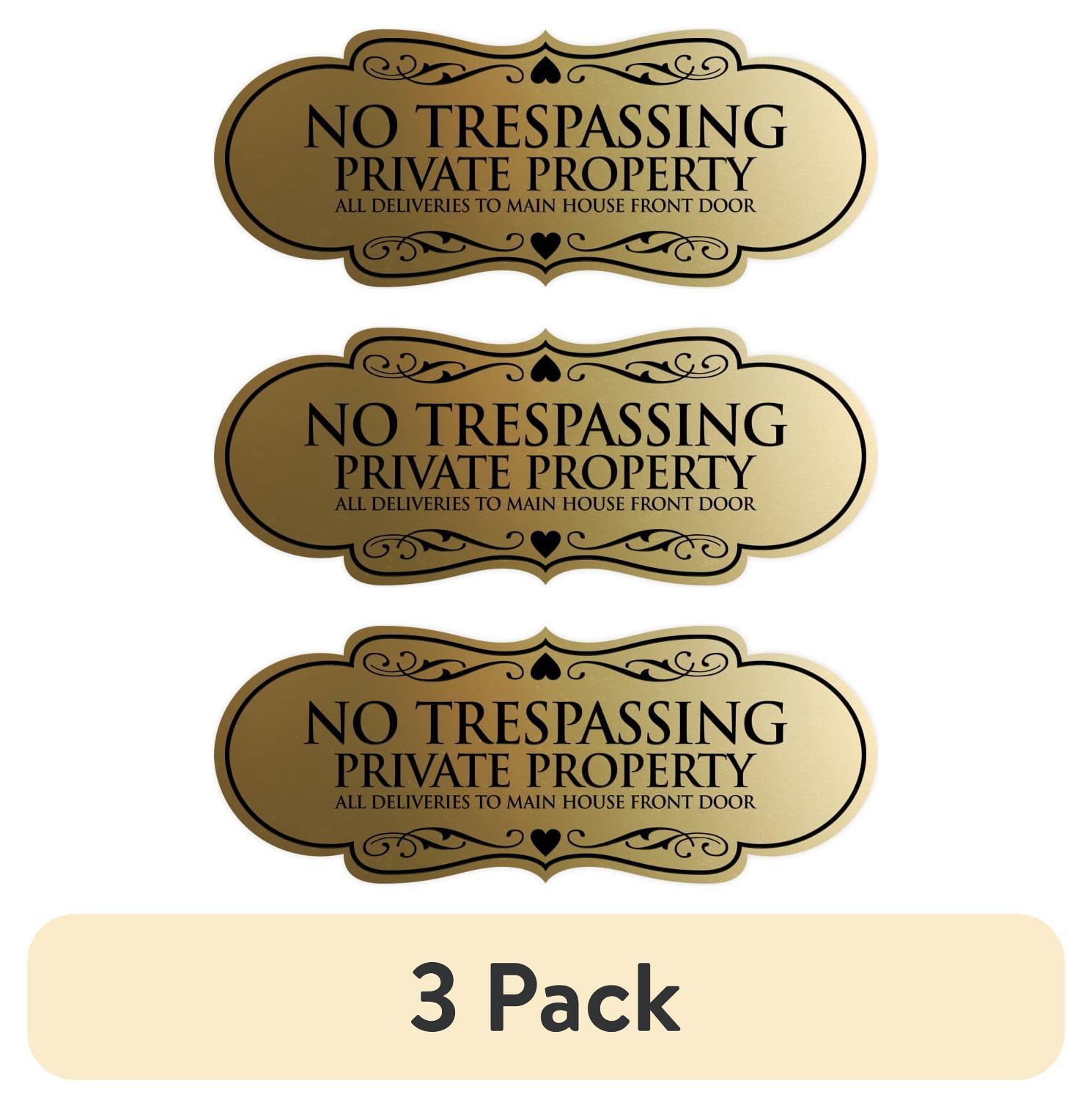 (3 pack) Signs ByLITA Designer No Trespassing Private Property Sign All ...