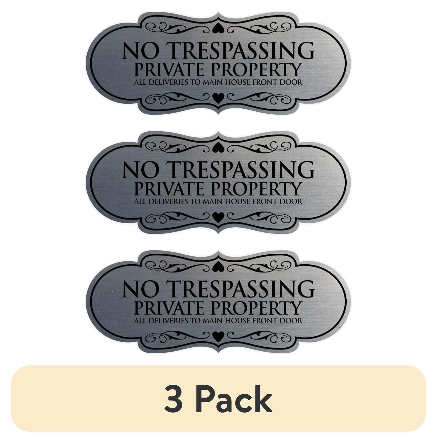(3 pack) Signs ByLITA Designer No Trespassing Private Property Sign All ...