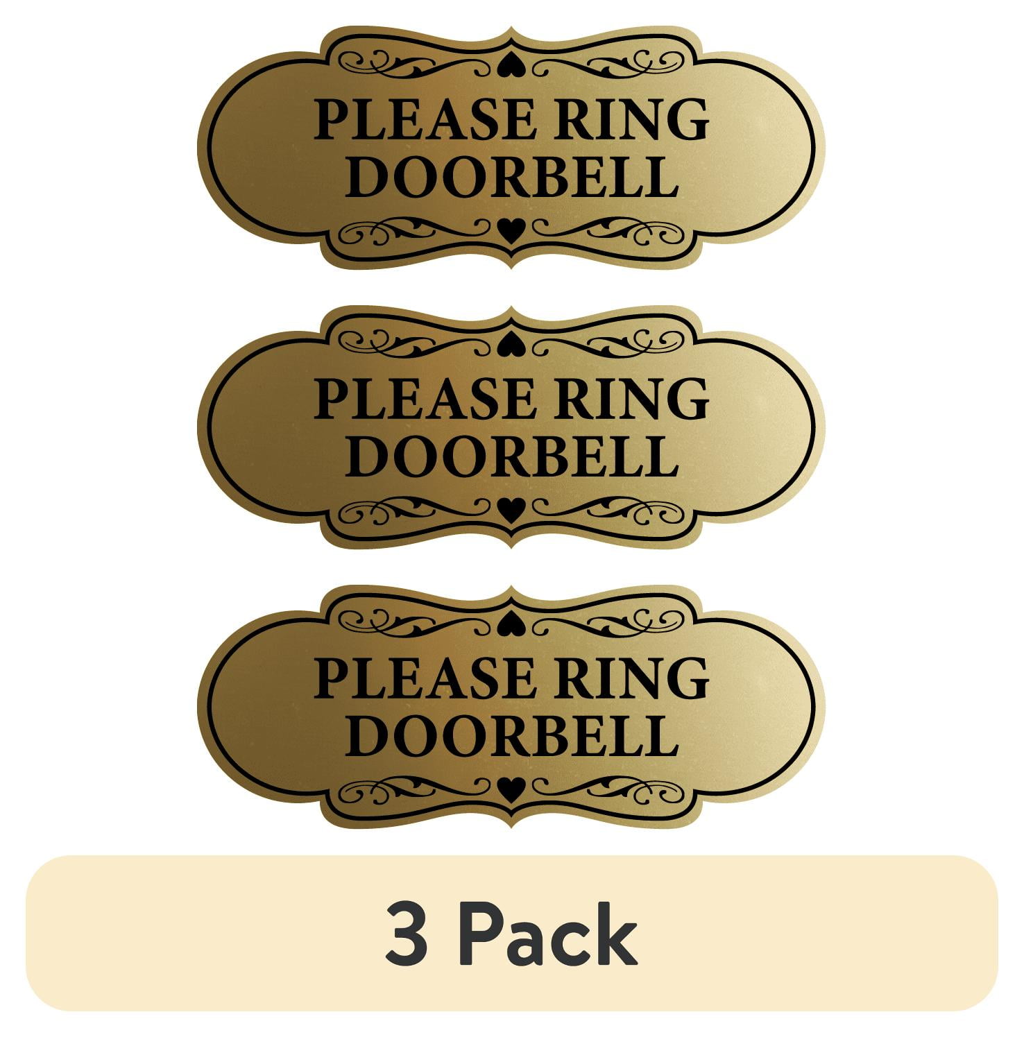 (3 pack) Signs ByLITA Designer Please Ring Doorbell Sign (Brushed Gold ...
